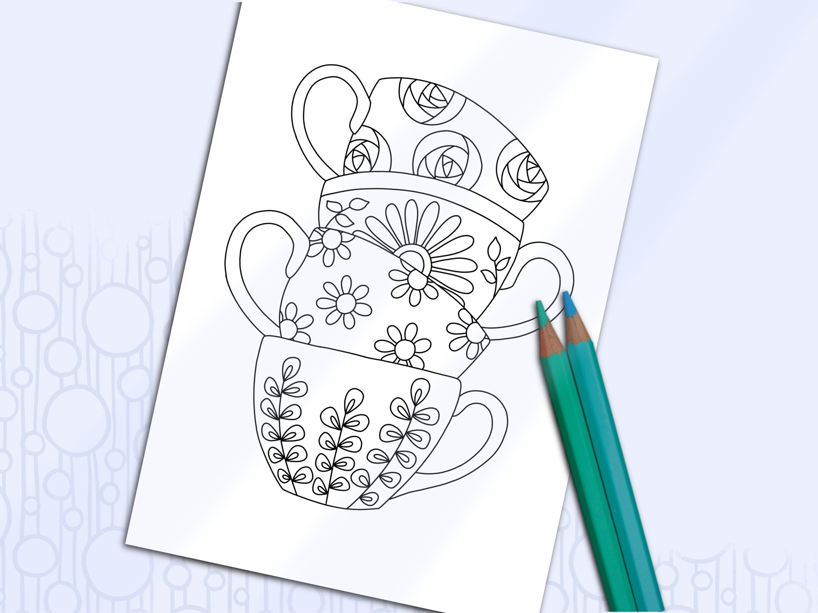 Coloring Card Bundle | Hand Drawn Flower Doodle Coloring | Blank Color ...