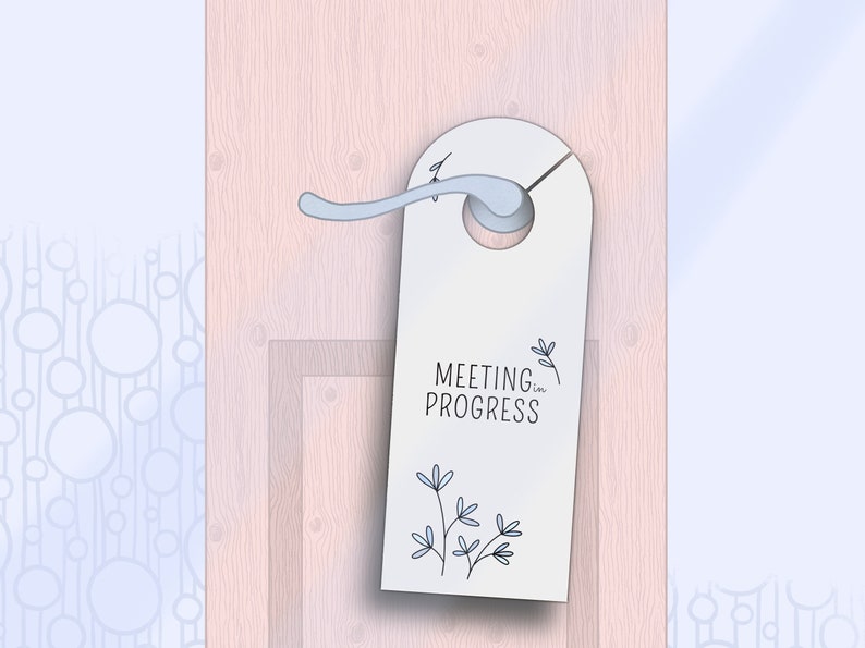 Meeting in Progress Door Sign, Hand Drawn Floral Do Not Disturb ...