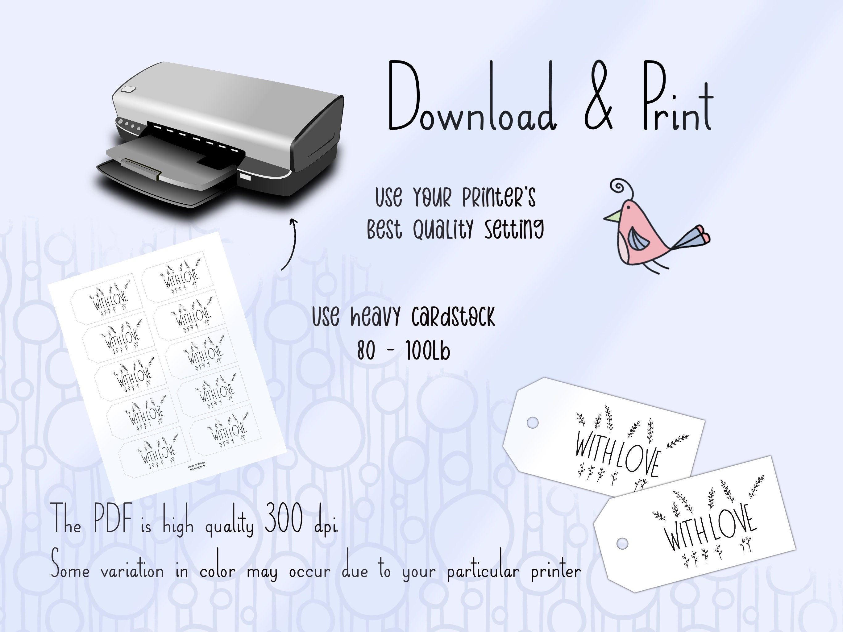 Printable Birthday Tag, Whimsical Birthday Wishes Tag, Small Happy ...