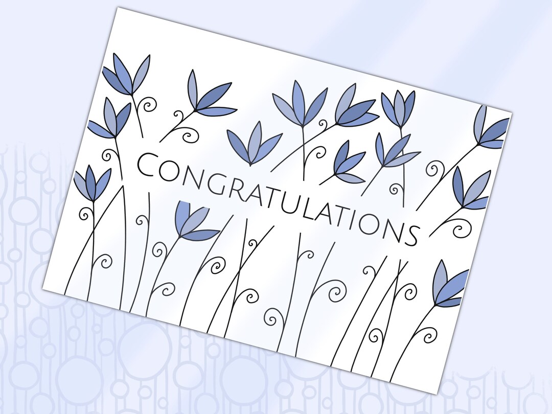 Congratulations Greeting Card, Whimsical New Job or Graduation, Hand ...