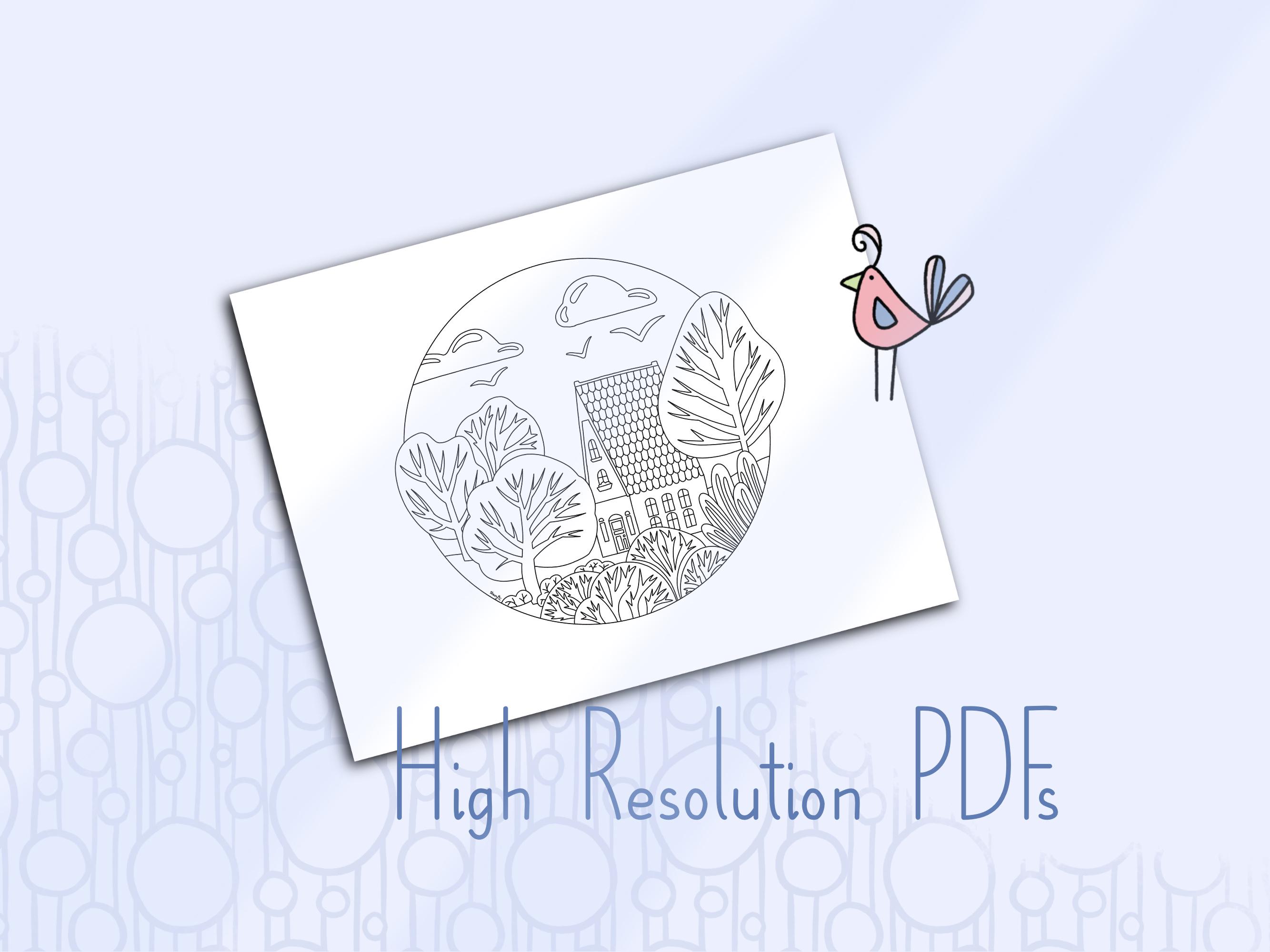 Coloring Book Pages, Hand Drawn Coloring Page Bundle, Home and Garden ...