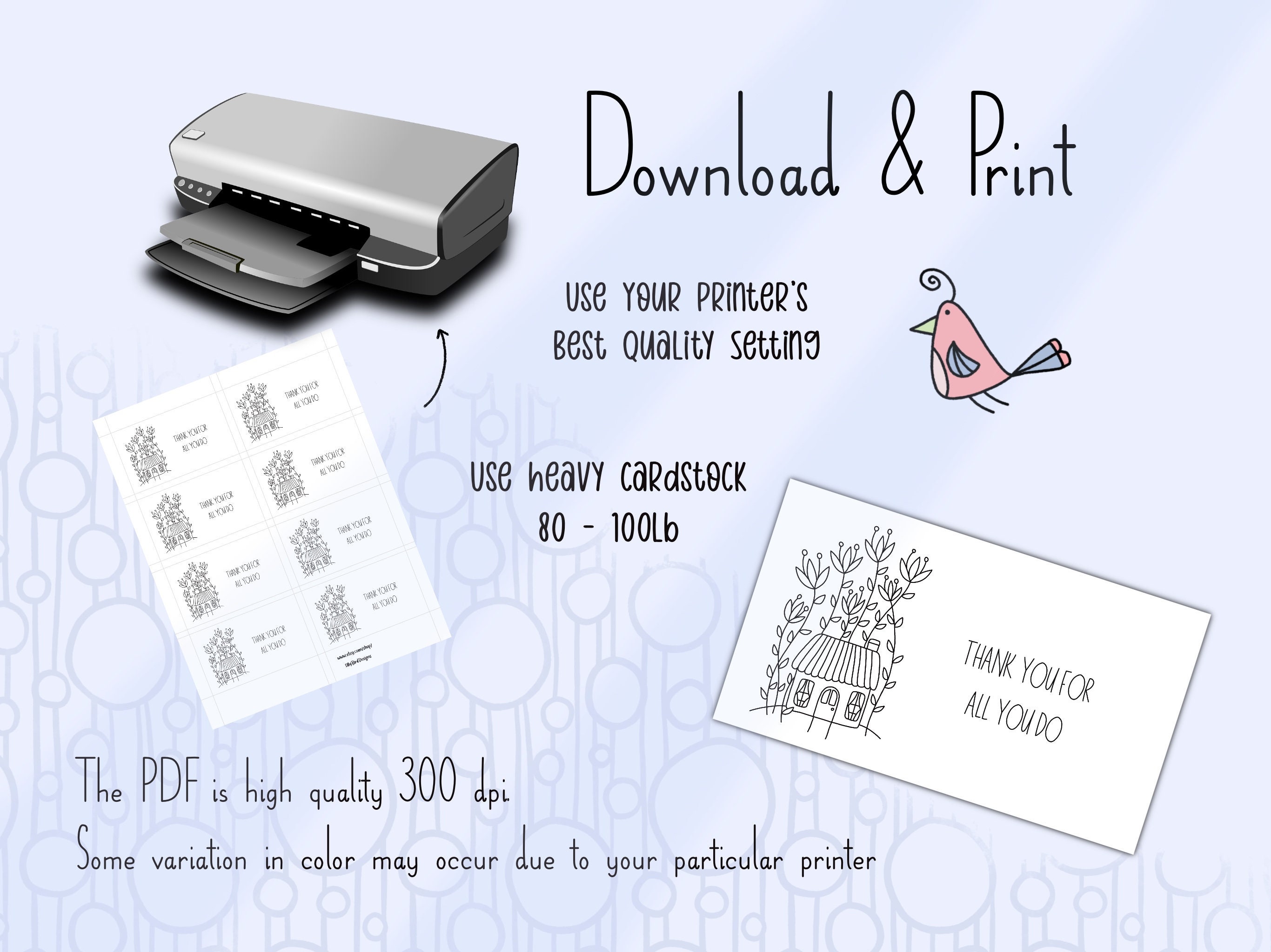 Printable Card Floral, Sympathy Card, Business Size Blank Stationery ...