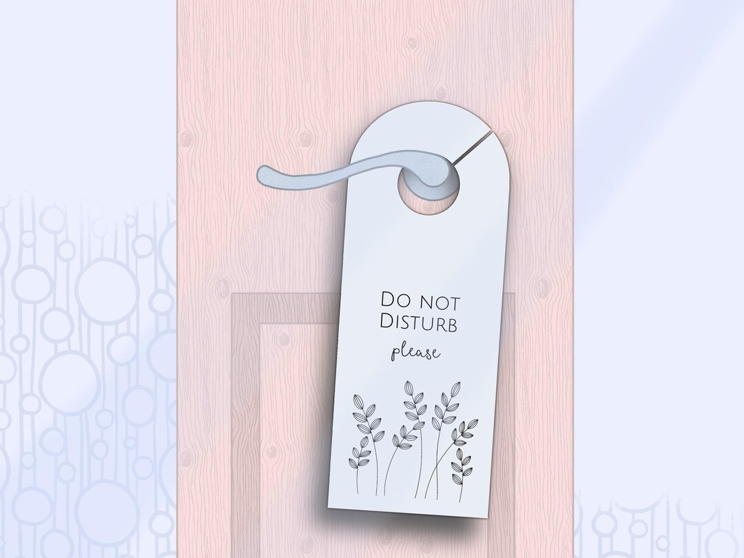 Printable Door Hanger Nature Plants, Hand Drawn Do Not Disturb, Pretty ...