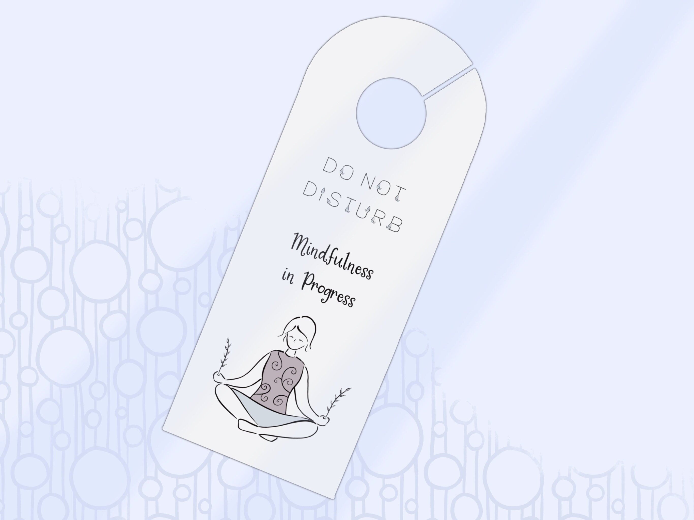 Printable Door Hanger Mindfulness, Do Not Disturb Sign, Hand Drawn ...