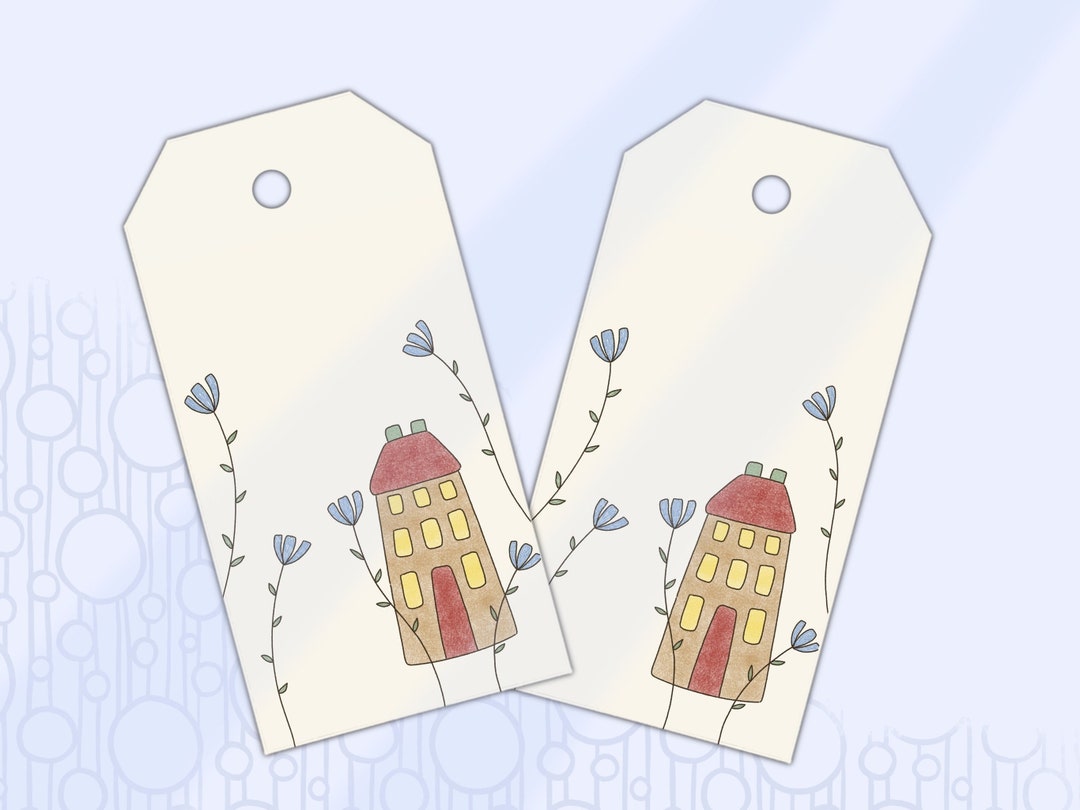 Hand Drawn House Gift Tag: Primitive Folk Art (PDF) - Etsy
