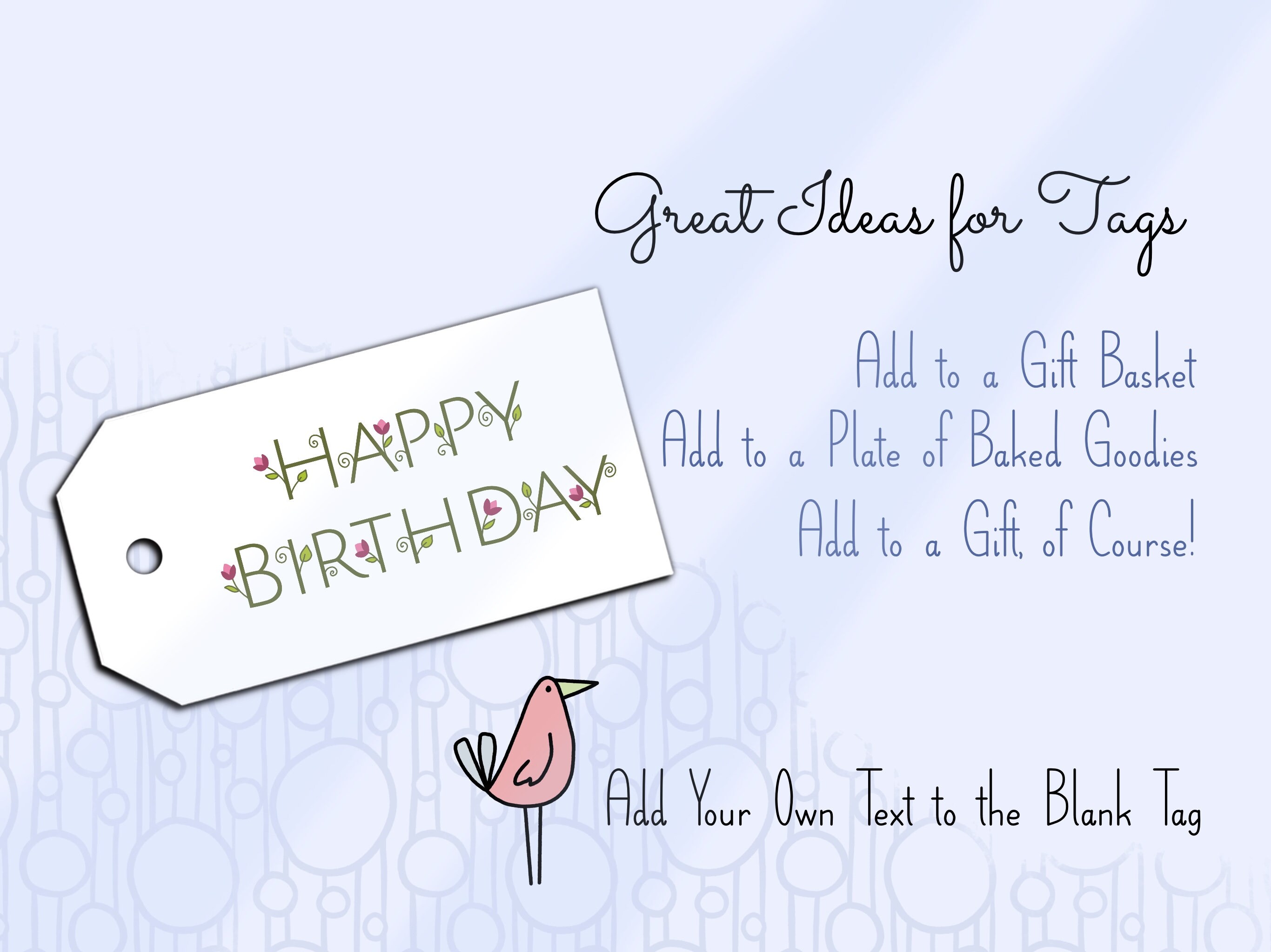 Printable Gift Tag Happy Birthday, Pretty Floral Birthday Label, for ...