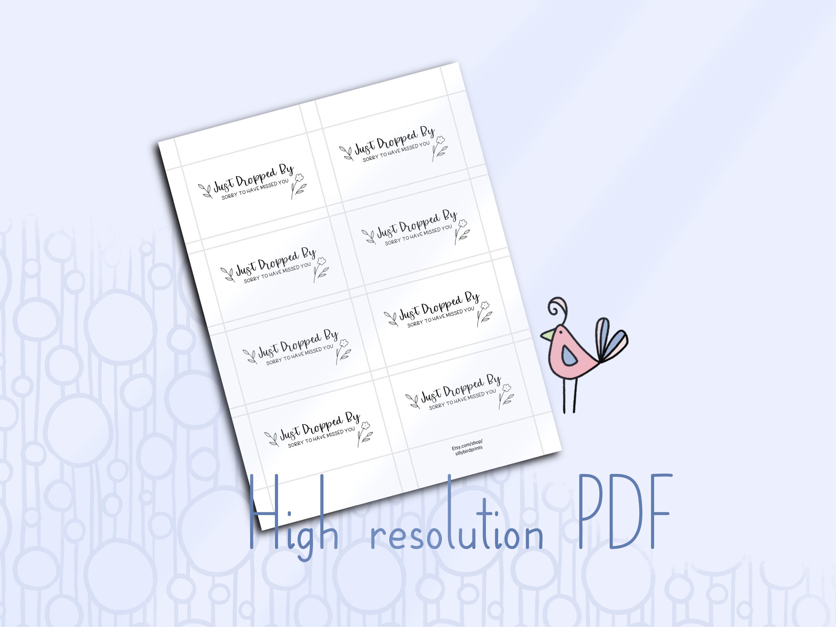 Hand Drawn Just Dropped by Card: Printable Missed You Note (PDF) - Etsy