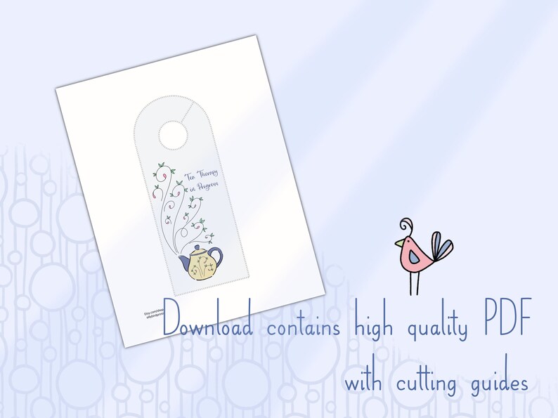 Printable Door Hanger Tea Therapy, Hand Drawn Do Not Disturb Sign ...
