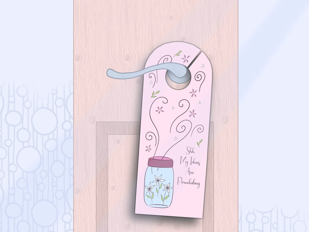 Printable Door Hanger, Whimsical Hand Drawn Privacy Sign, Girls Room Do ...