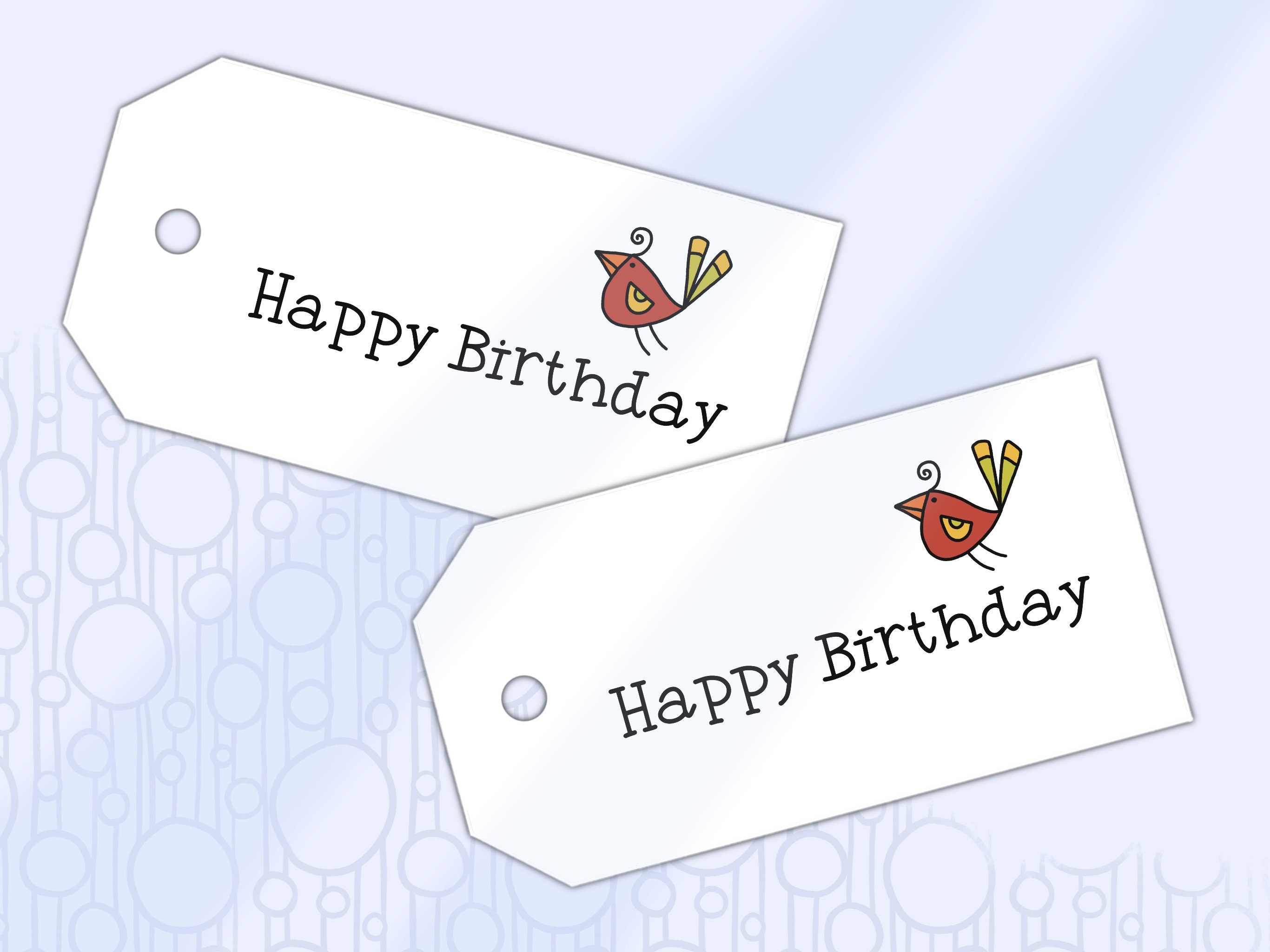 Printable Birthday Tag, Whimsical Birthday Wishes Tag, Small Happy ...