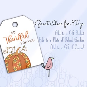 Printable Goodie Bag Tag Thanksgiving, so Thankful for You Label ...