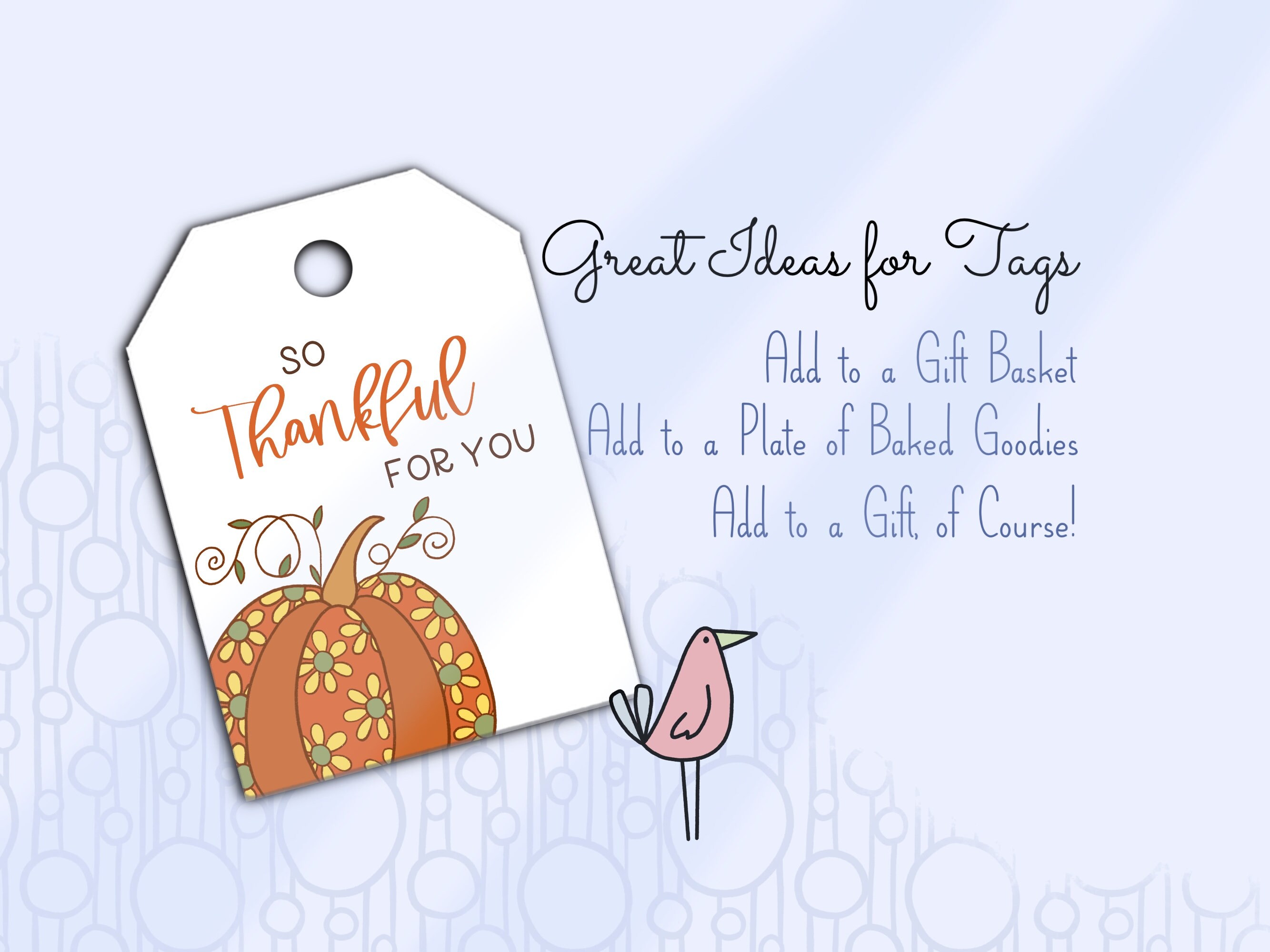 Printable Goodie Bag Tag Thanksgiving, so Thankful for You Label ...