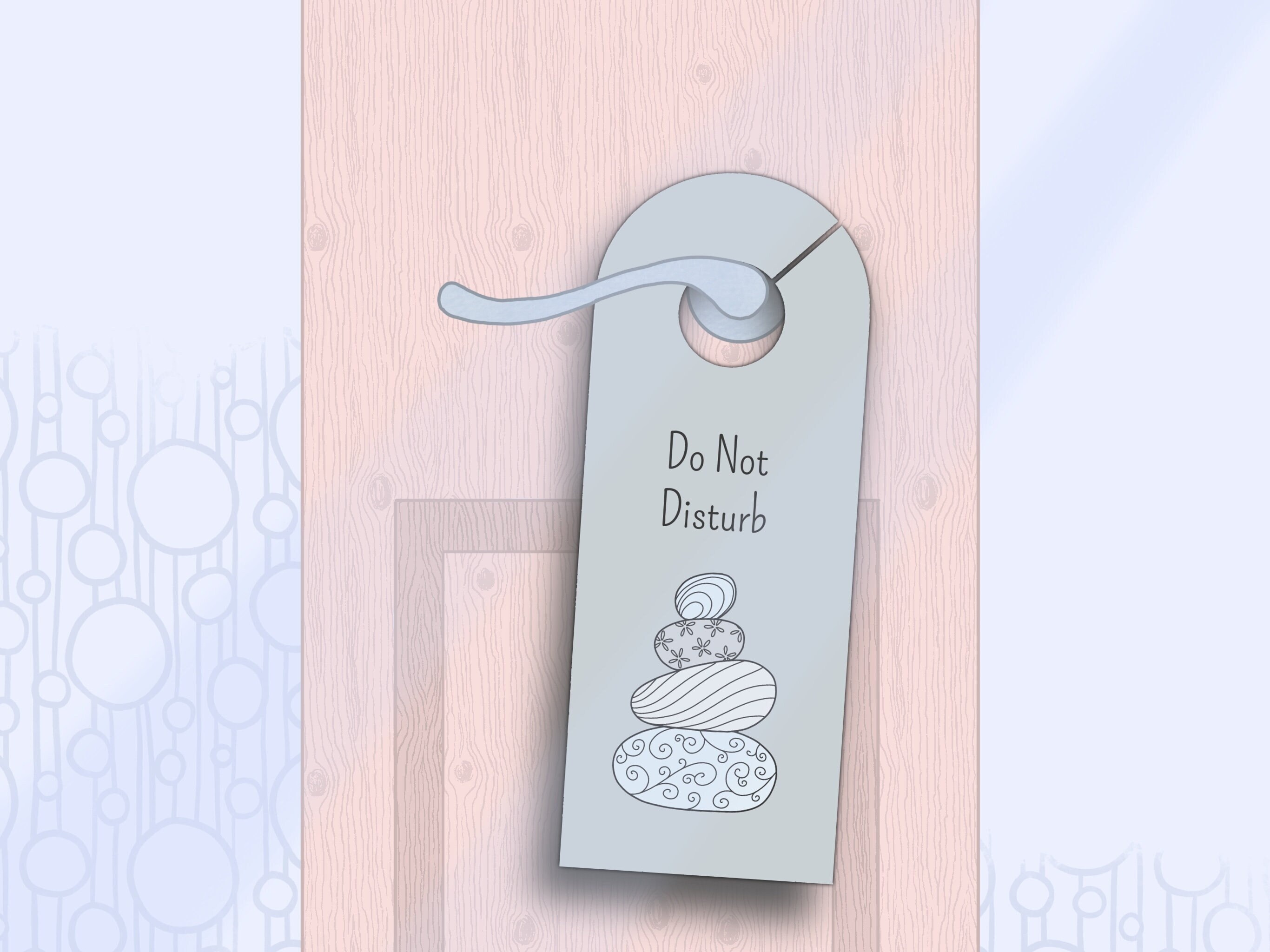 Printable Door Hanger Minimalist, Hand Drawn Zen Privacy Sign, Rock ...