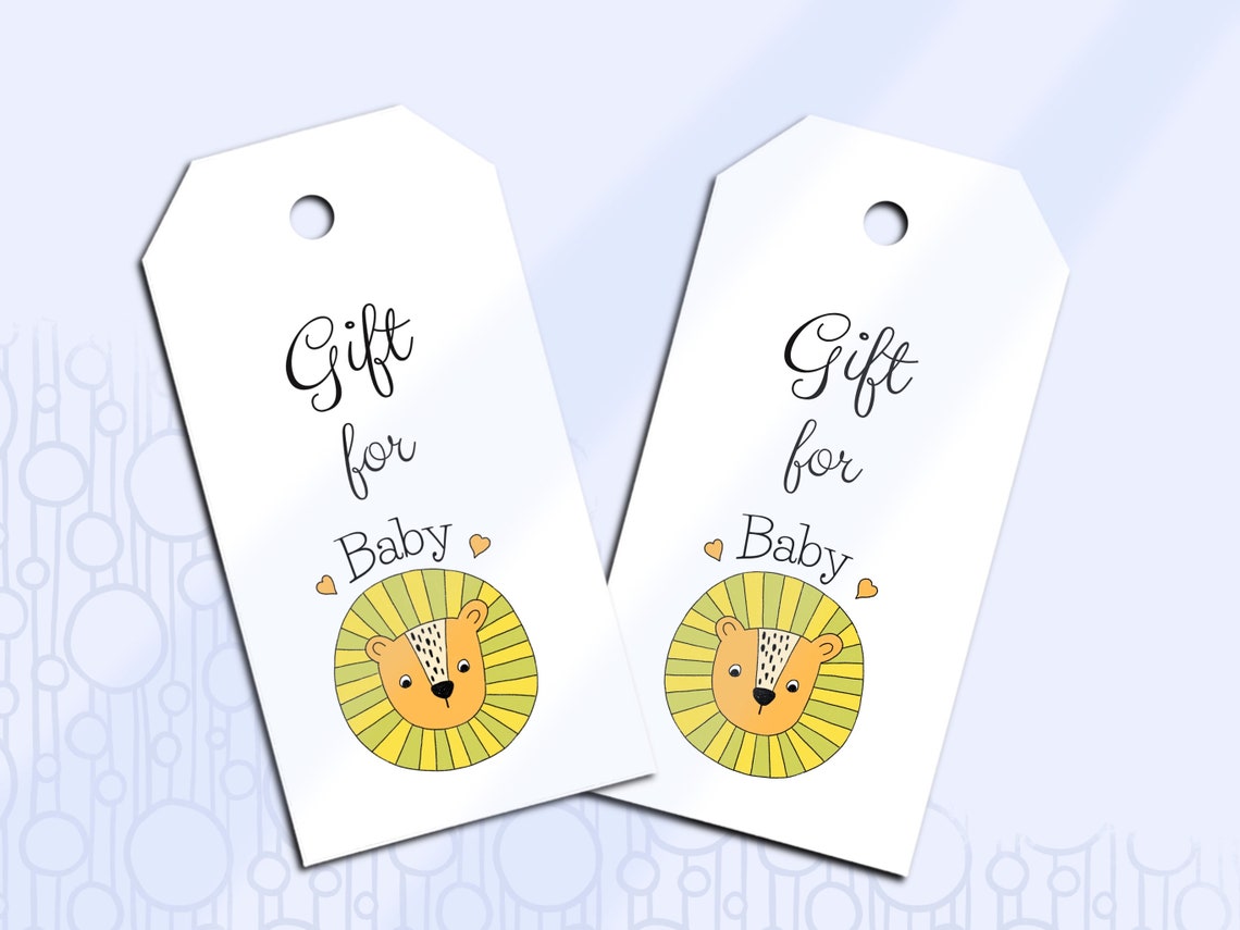 Printable Gift Tag Baby Shower, Baby Lion Gift Label, Gender Neutral ...