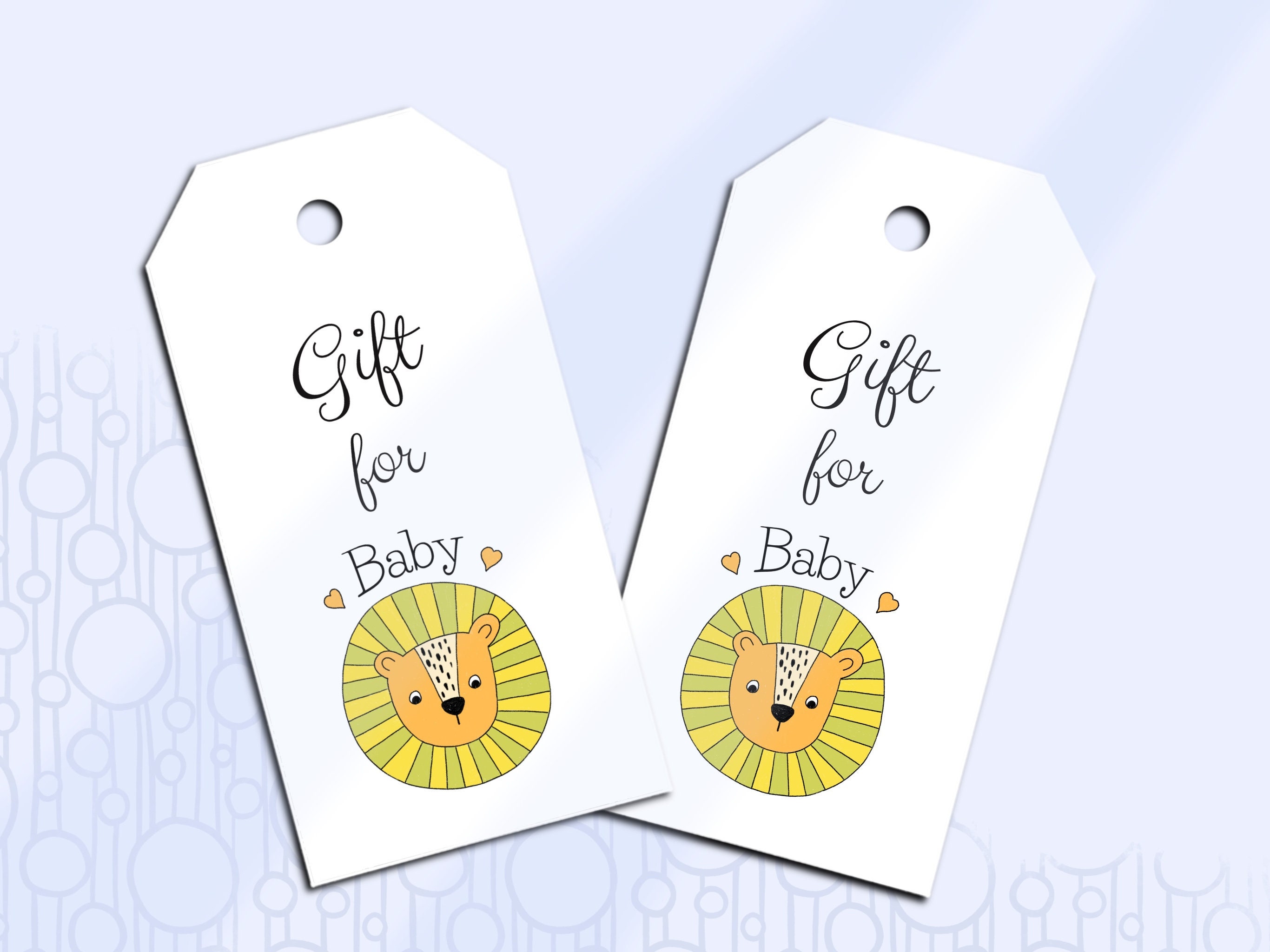 Printable Gift Tag Baby Shower, Baby Lion Gift Label, Gender Neutral ...