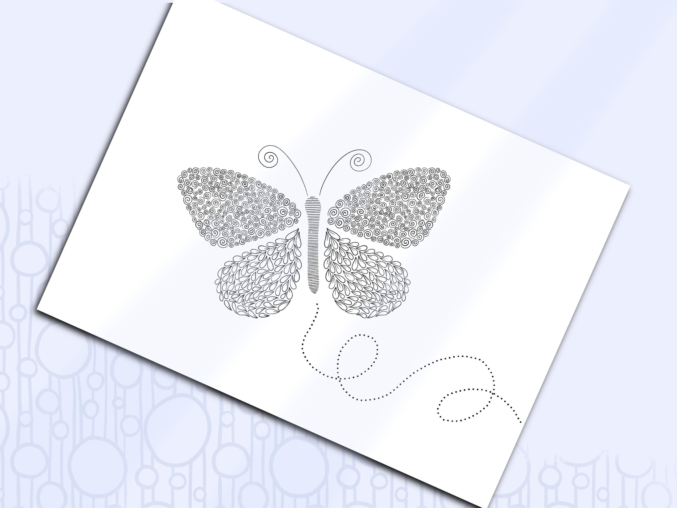 Printable Card Butterfly, Tangled Art Greeting Card, Blank Stationery ...