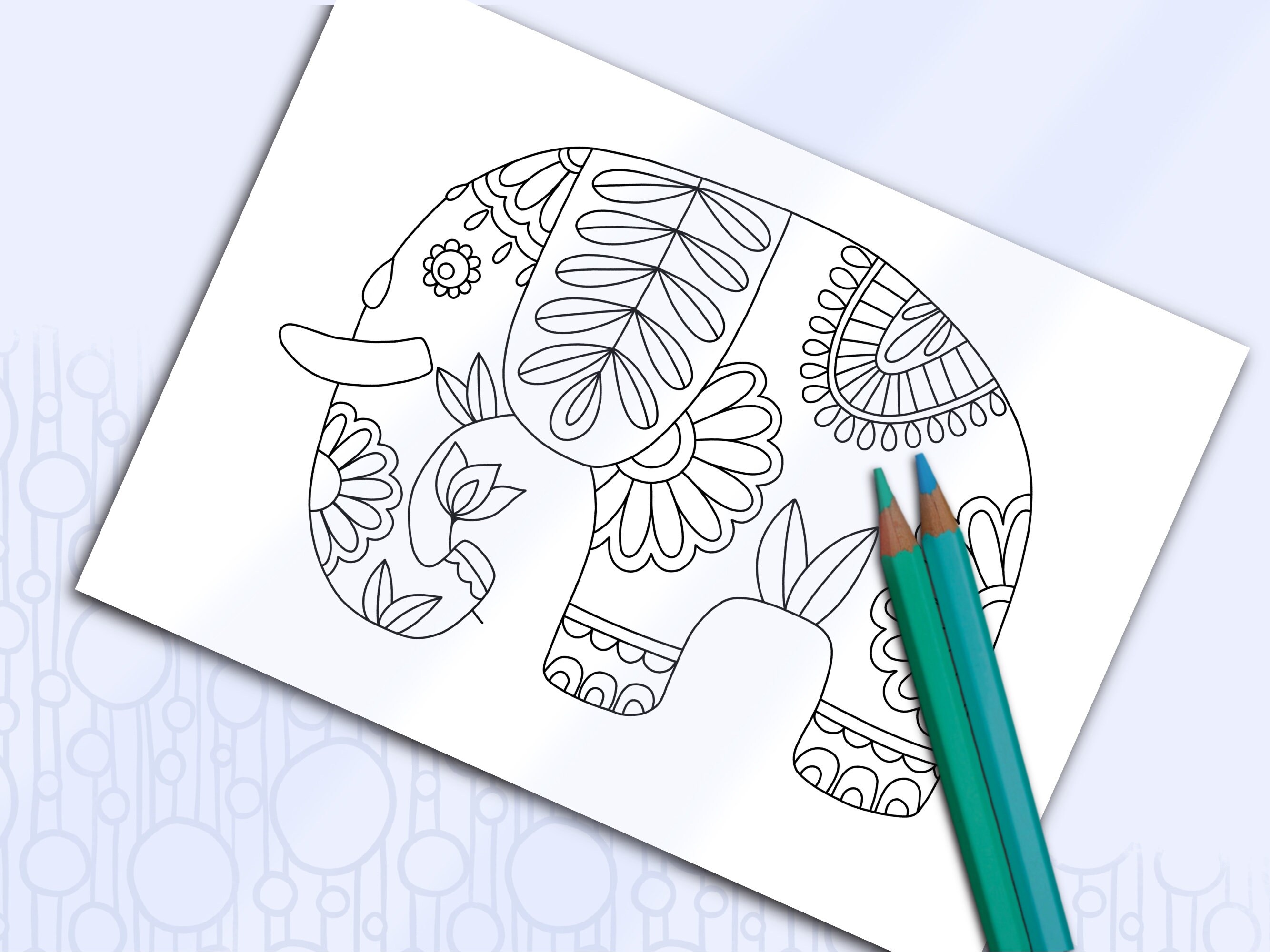 Coloring Card Bundle | Hand Drawn Flower Doodle Coloring | Blank Color ...