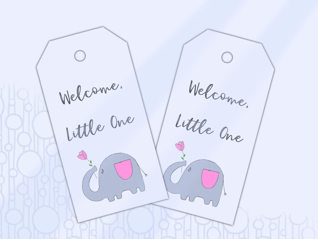 Printable Gift Tag Baby Shower, New Baby Elephant Gift Label, Welcome ...