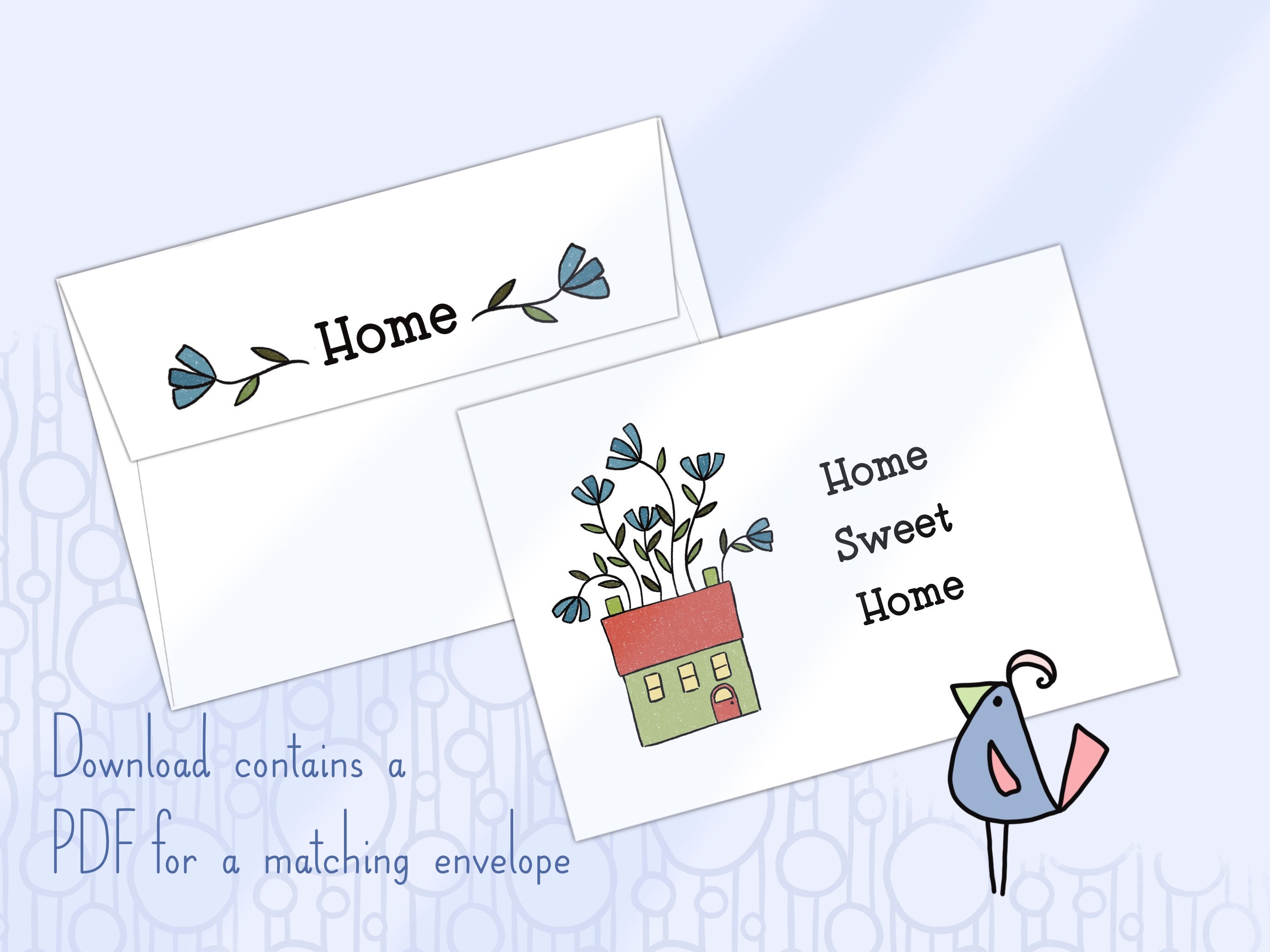 Printable Tiny Card, Housewarming Hand Drawn Greeting Card, Rustic ...