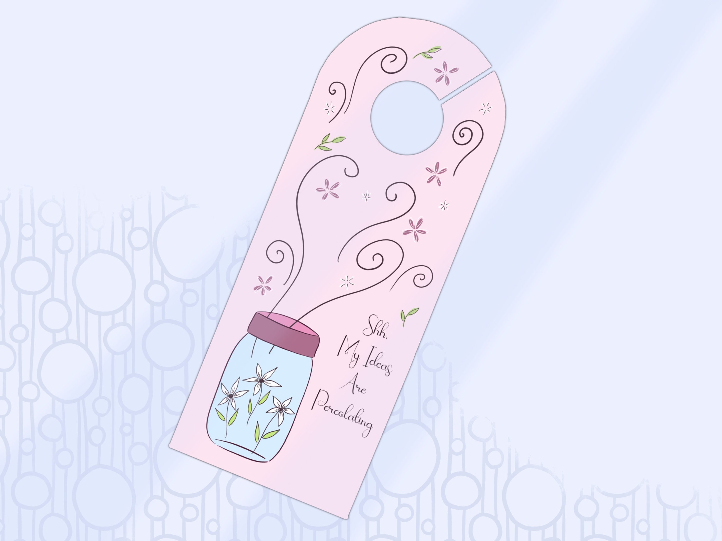 Printable Door Hanger, Whimsical Hand Drawn Privacy Sign, Girls Room Do ...