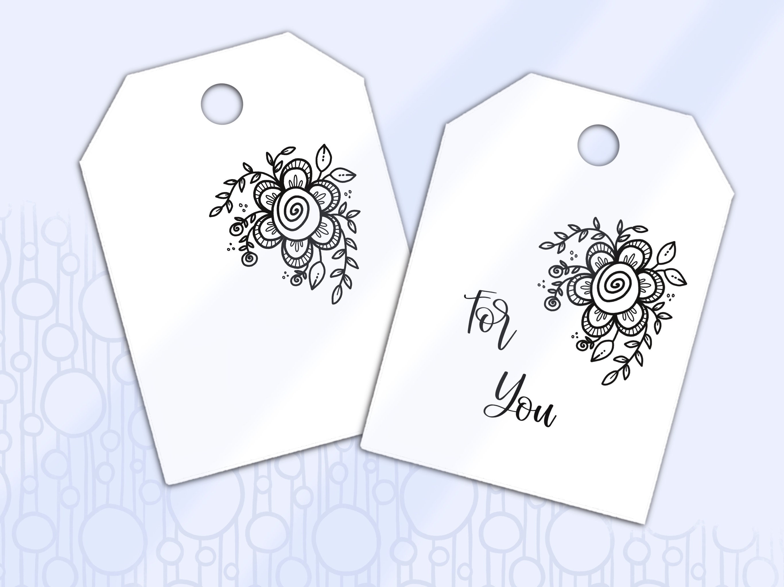 Printable for You Tag, Hand Drawn Gift Tag, Tangled Flower Label ...