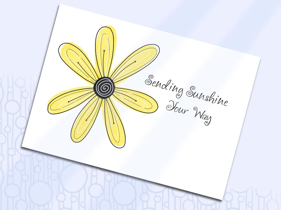 Printable Card Sending Sunshine, Yellow Daisy Greeting Card ...