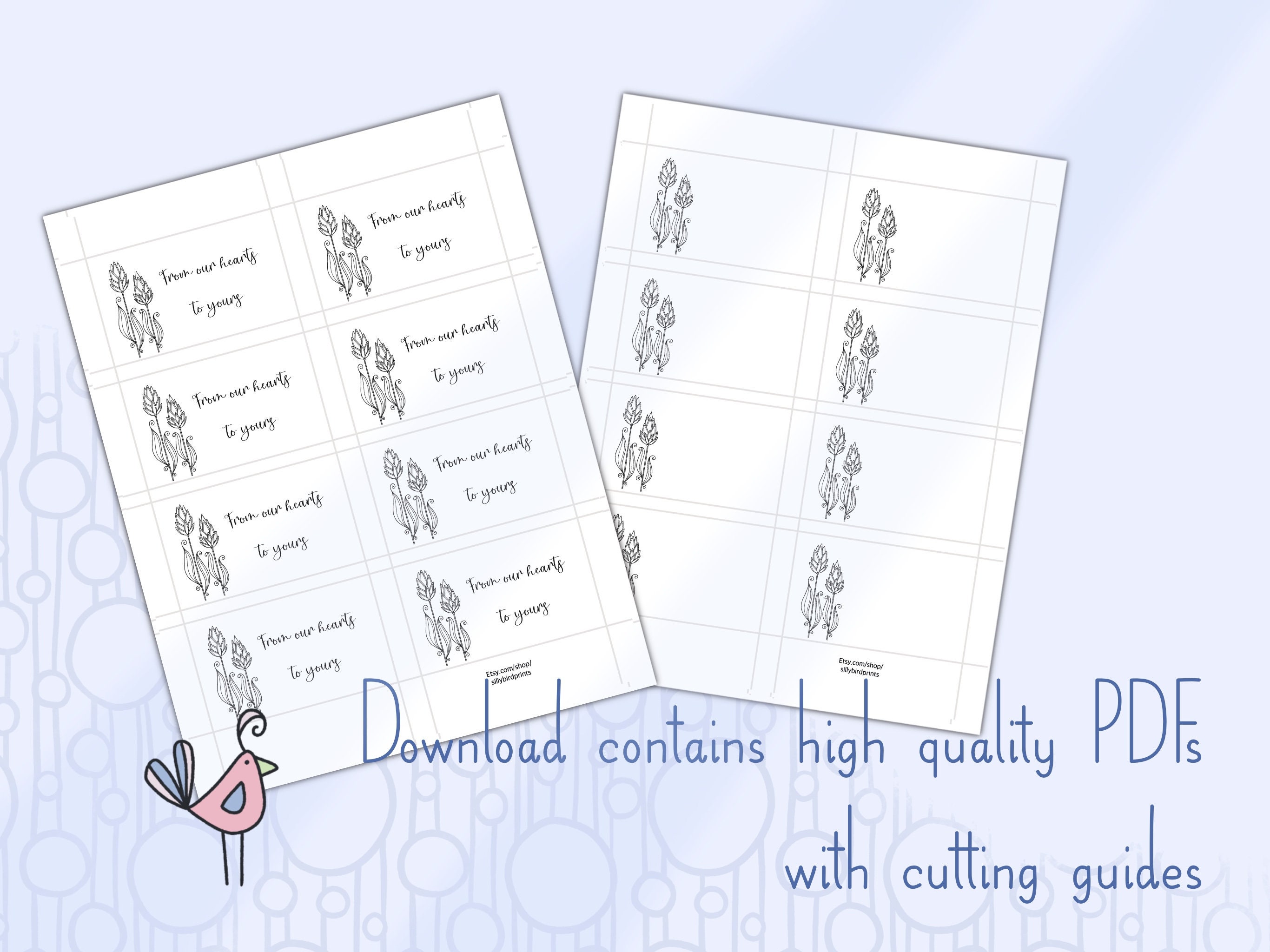 Printable Card Floral, Sympathy Card, Business Size Blank Stationery ...