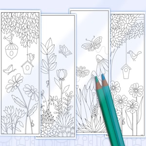 Bookmarks to Color Flower Gardens, Hand Drawn Bookmarks, Adult Coloring ...