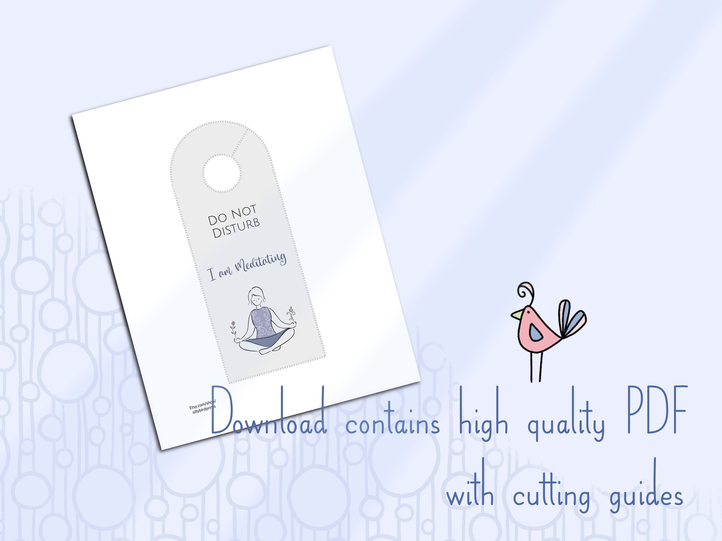 Printable Door Hanger I Am Meditating, Do Not Disturb Sign, Hand Drawn ...