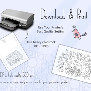 Mushroom Garden Coloring Card: Hand Drawn Plants, Ladybug, Butterfly ...