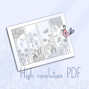 Bookmarks to Color Flower Gardens, Hand Drawn Bookmarks, Adult Coloring ...