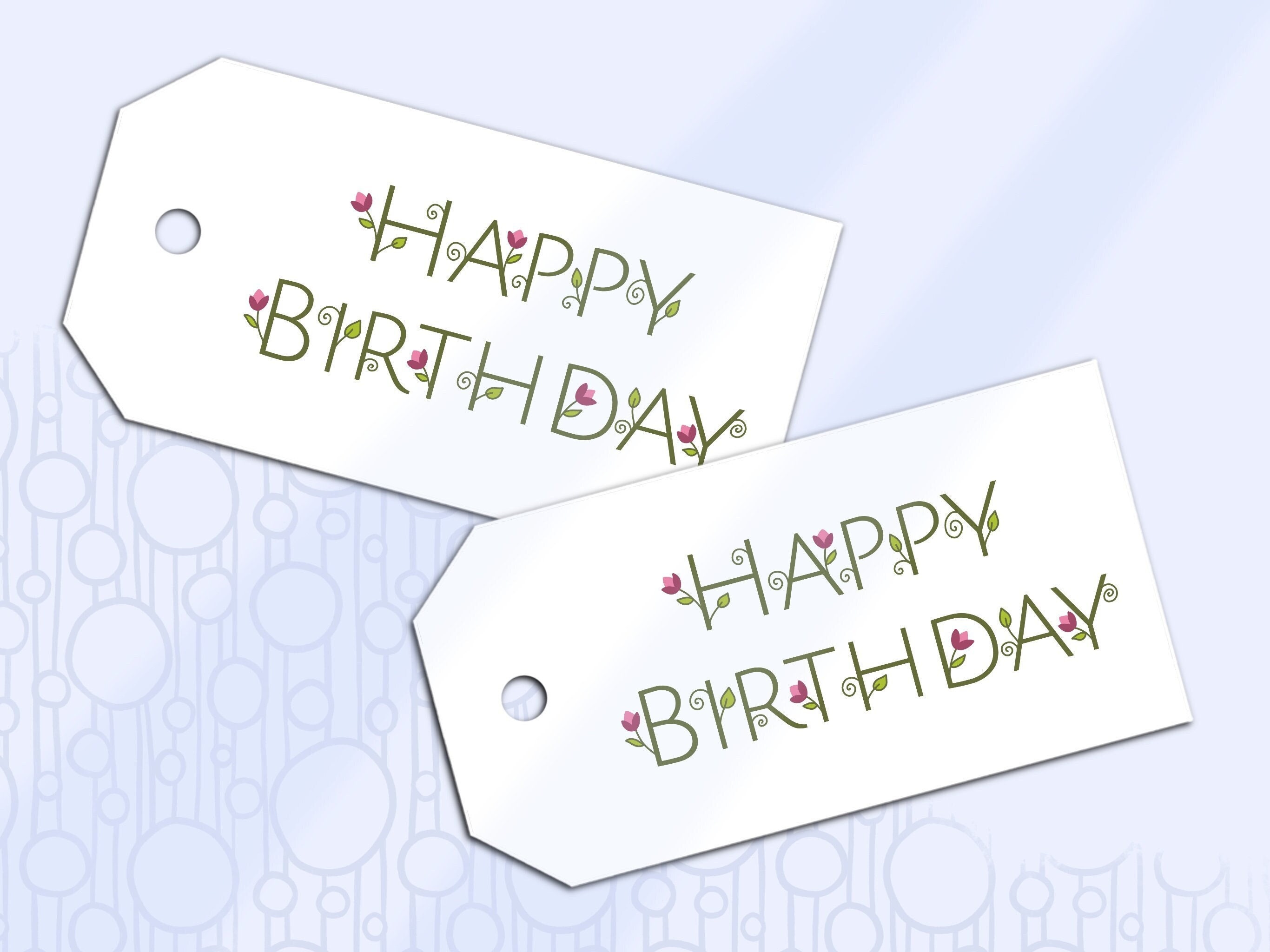 Printable Gift Tag Happy Birthday, Pretty Floral Birthday Label, for ...