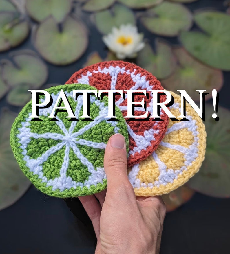 Crochet Citrus Coasters PATTERN, Crochet Coasters, Citrus Coasters ...