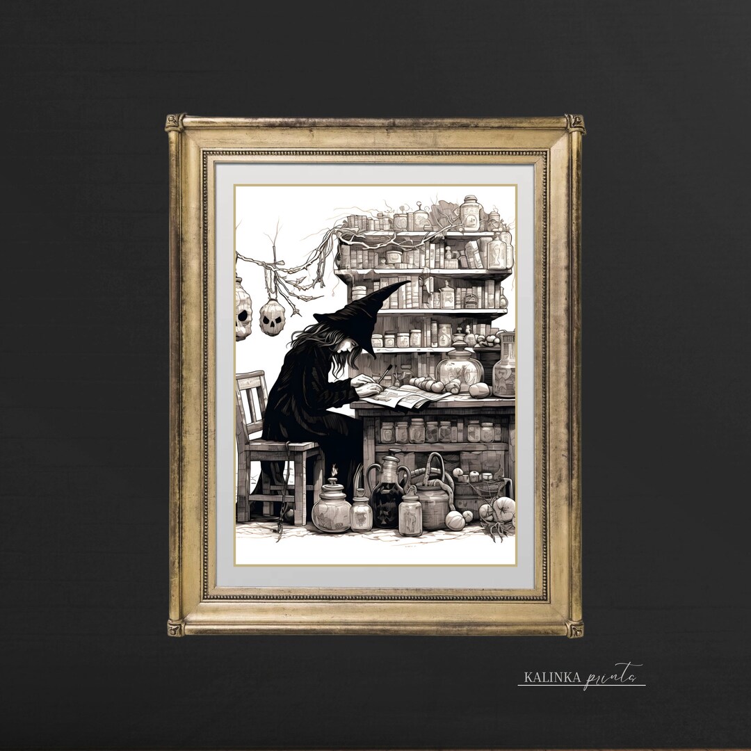 Little Witch - Dark Cottagecore Digital Print | Halloween Digital Print ...
