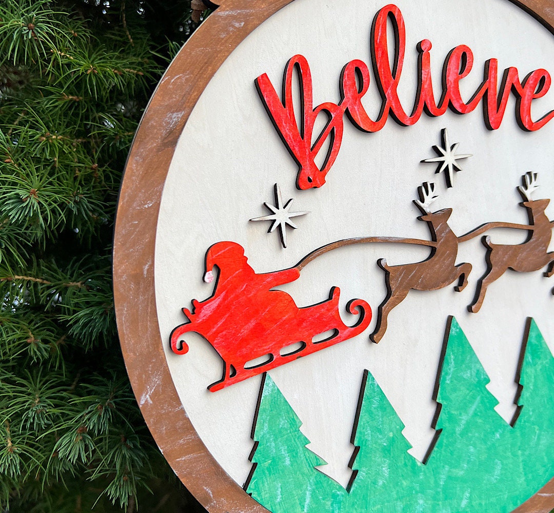 Christmas Door Sign Believe Holiday Entryway Sign believe Sign ...