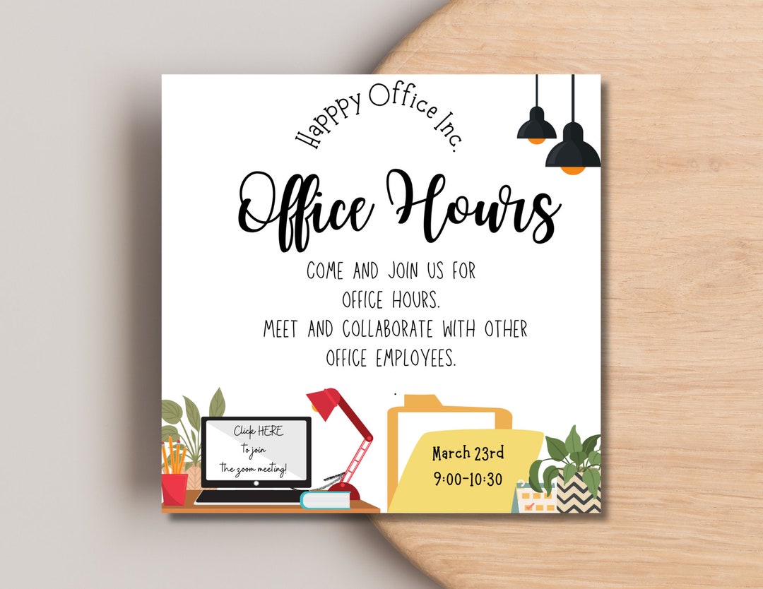 Editable Office Invite, Office Hours Invite, Printable, Invitation ...