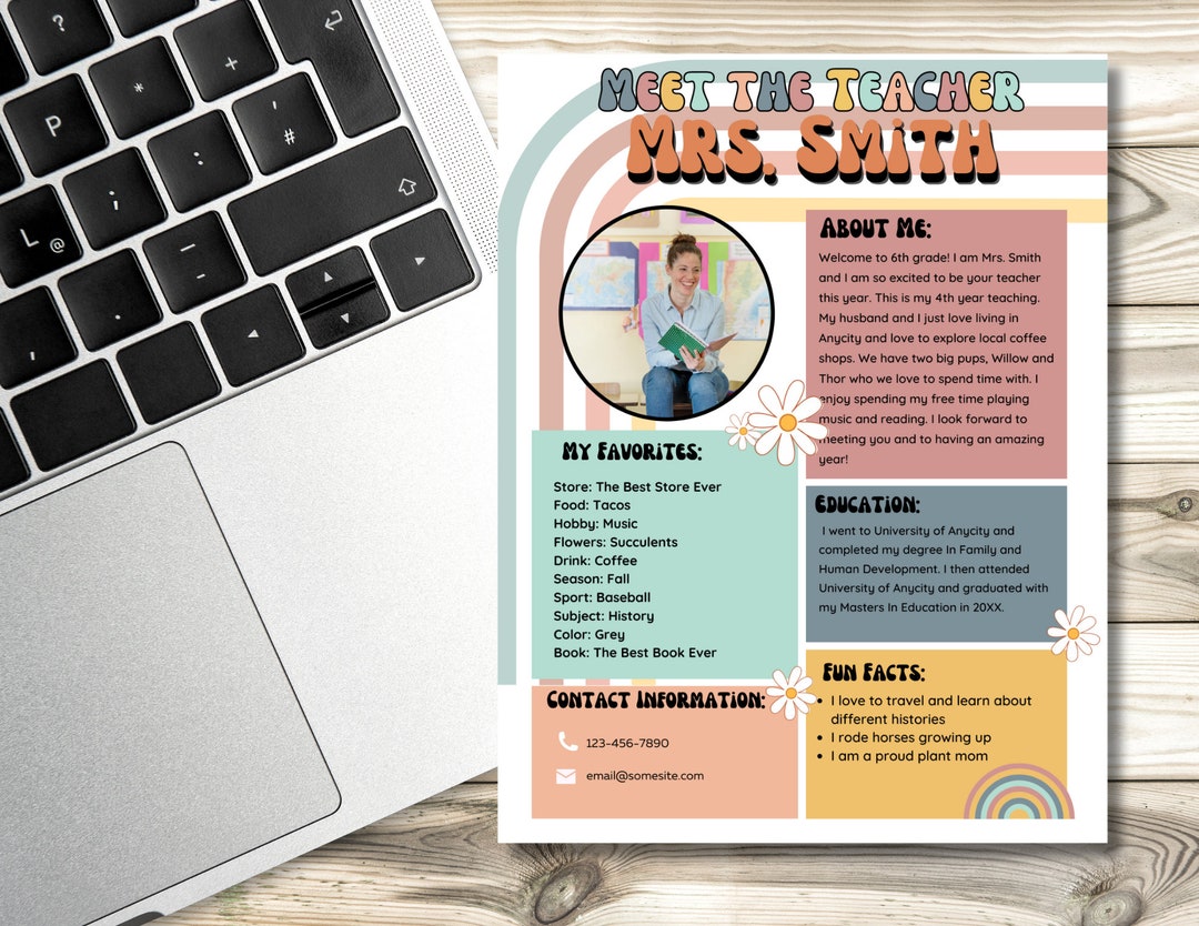 Groovy Meet the Teacher Template Back to School Editable - Etsy