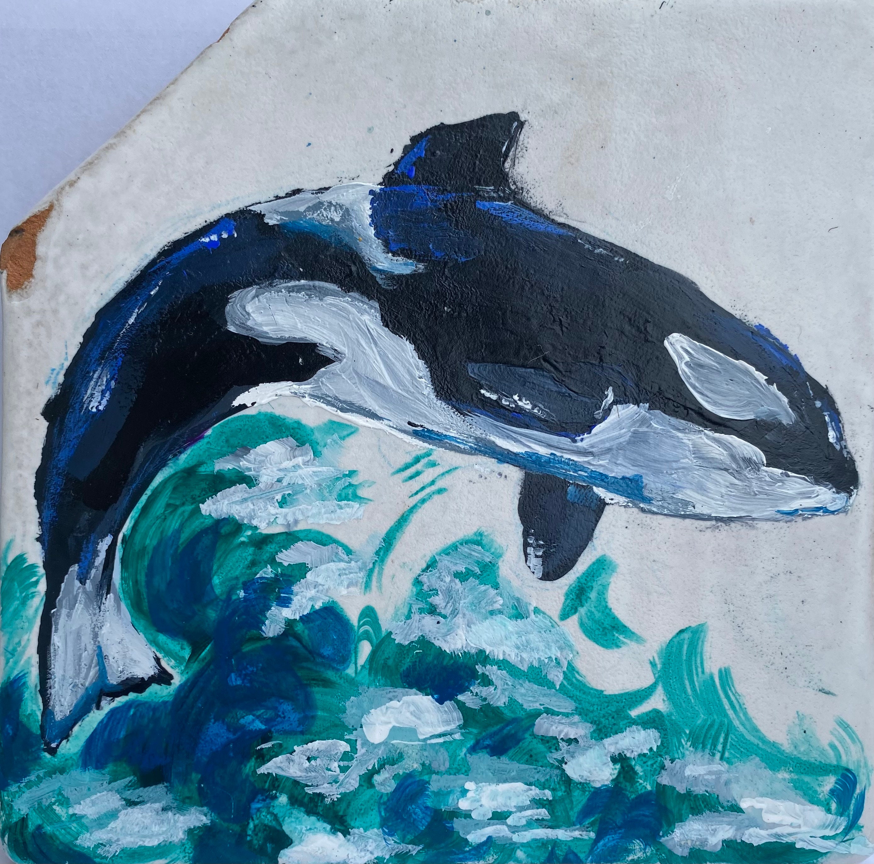Painted Orca Tile - Etsy