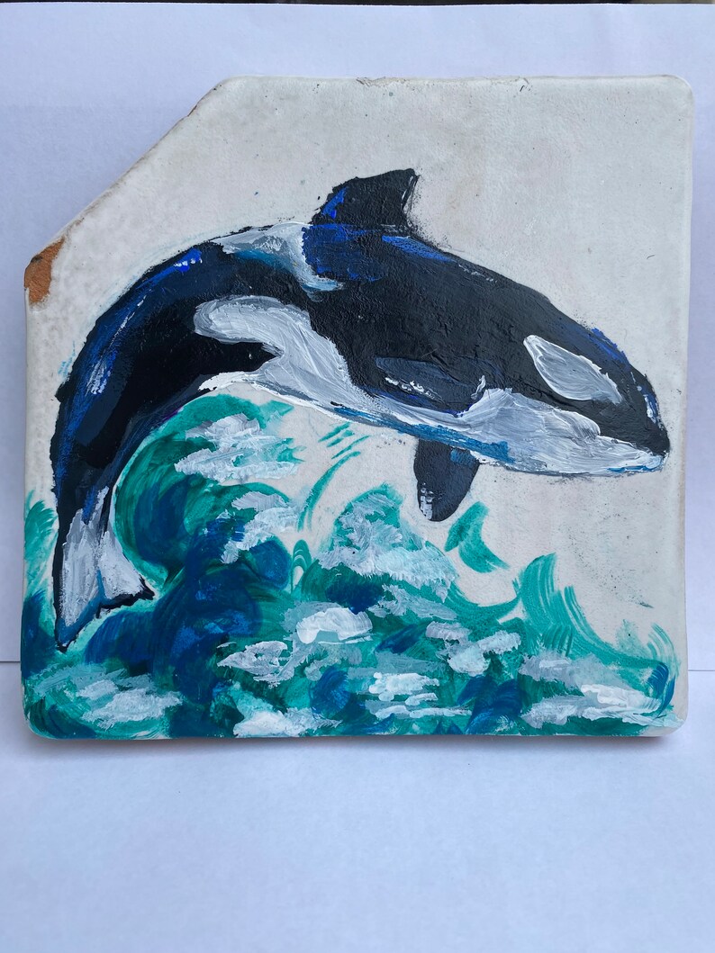 Painted Orca Tile - Etsy