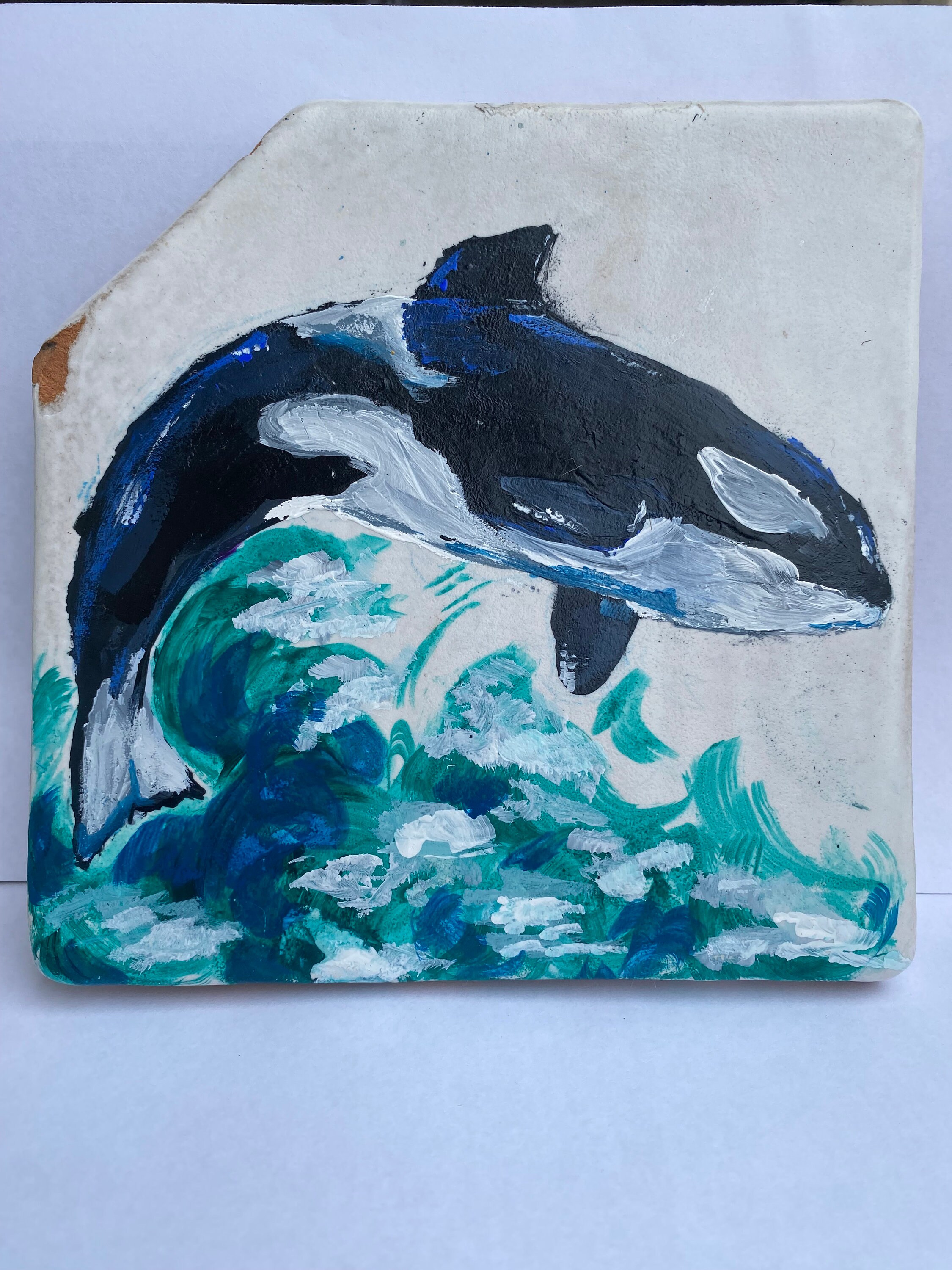 Painted Orca Tile - Etsy