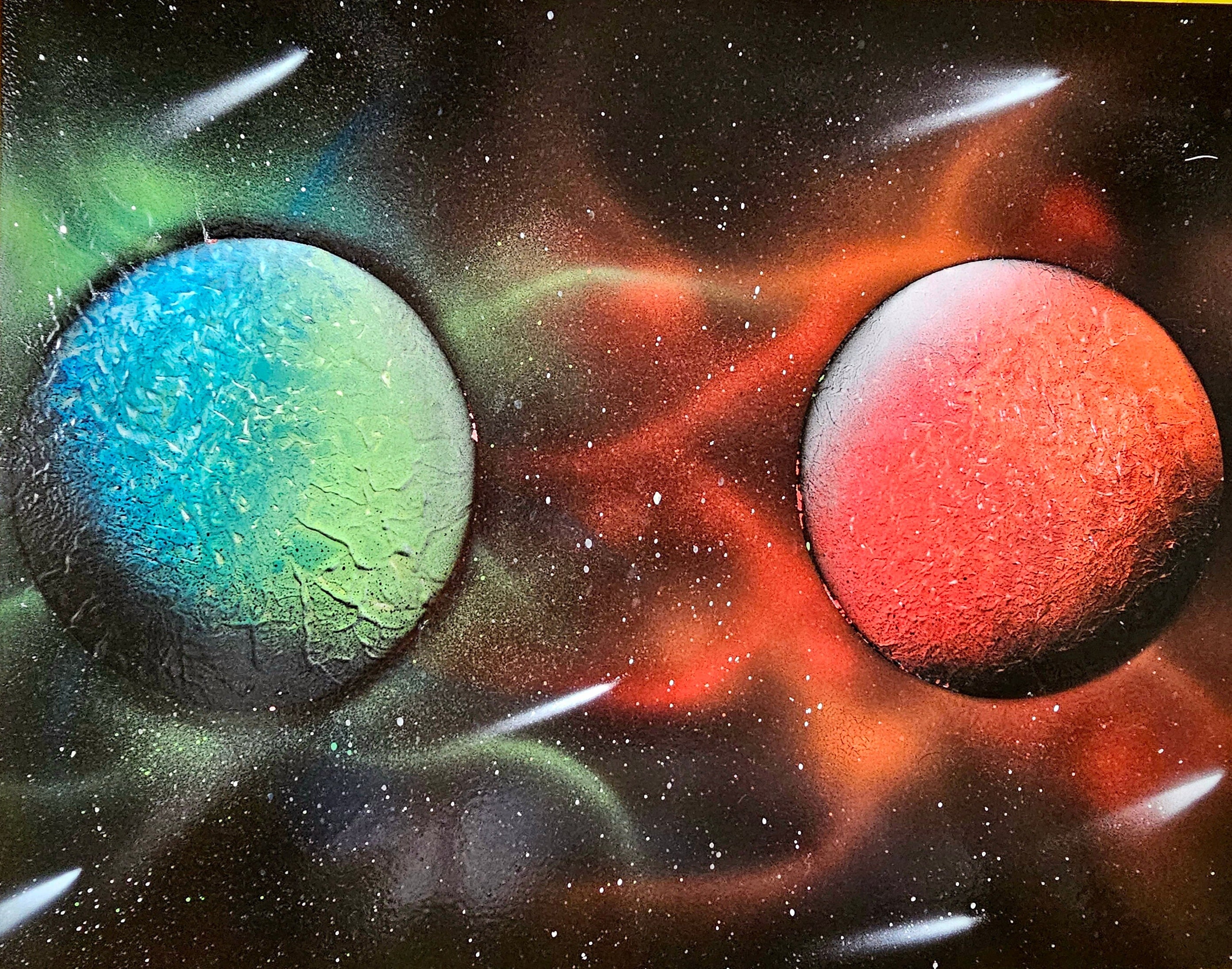 Spray Paint Planet Art Home Decor Original Galaxy Fantasy Art Piece - Etsy