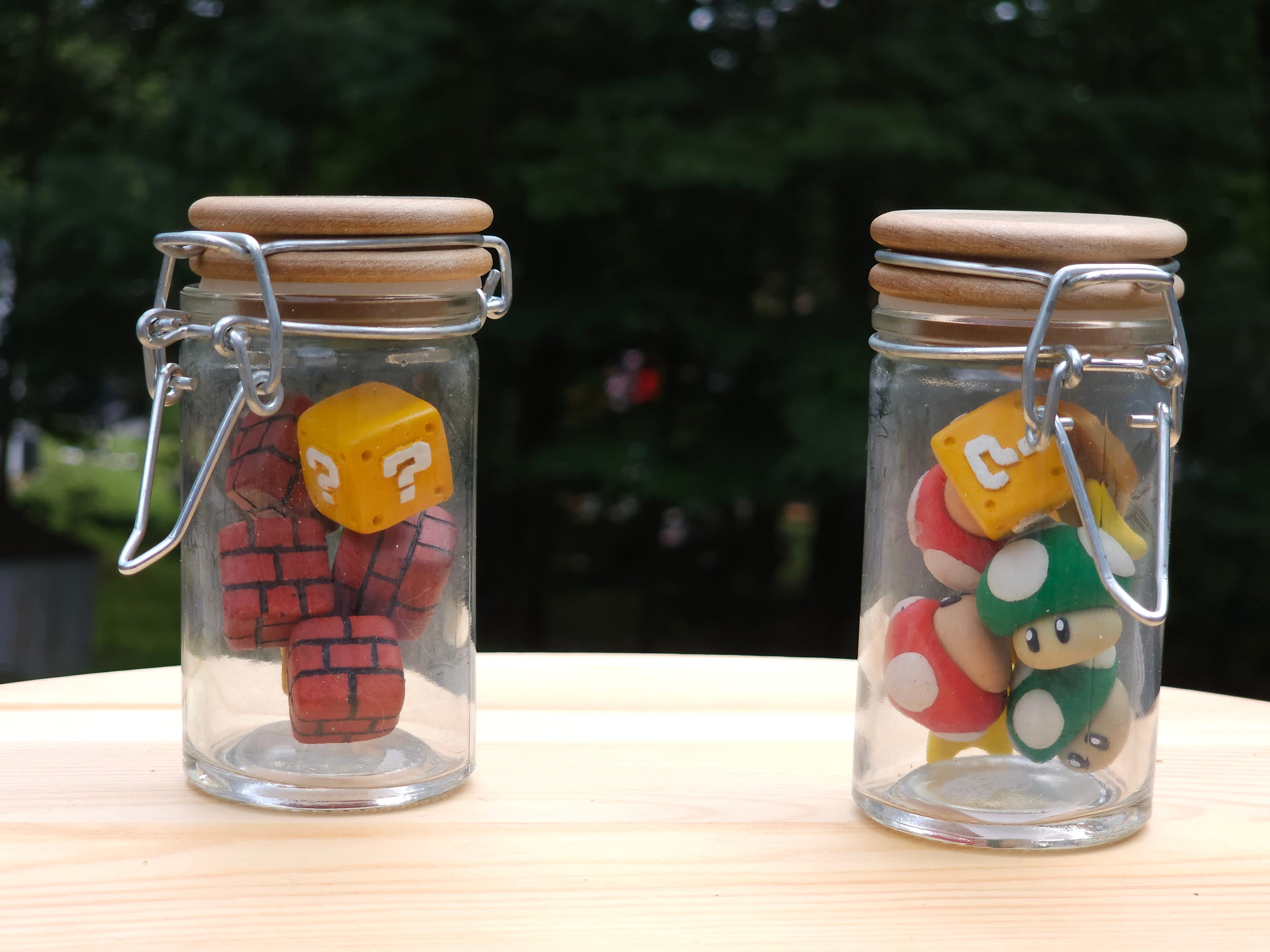 Classic Video Game Mario Themed Mini Power Ups in a Glass Jar Fidget ...