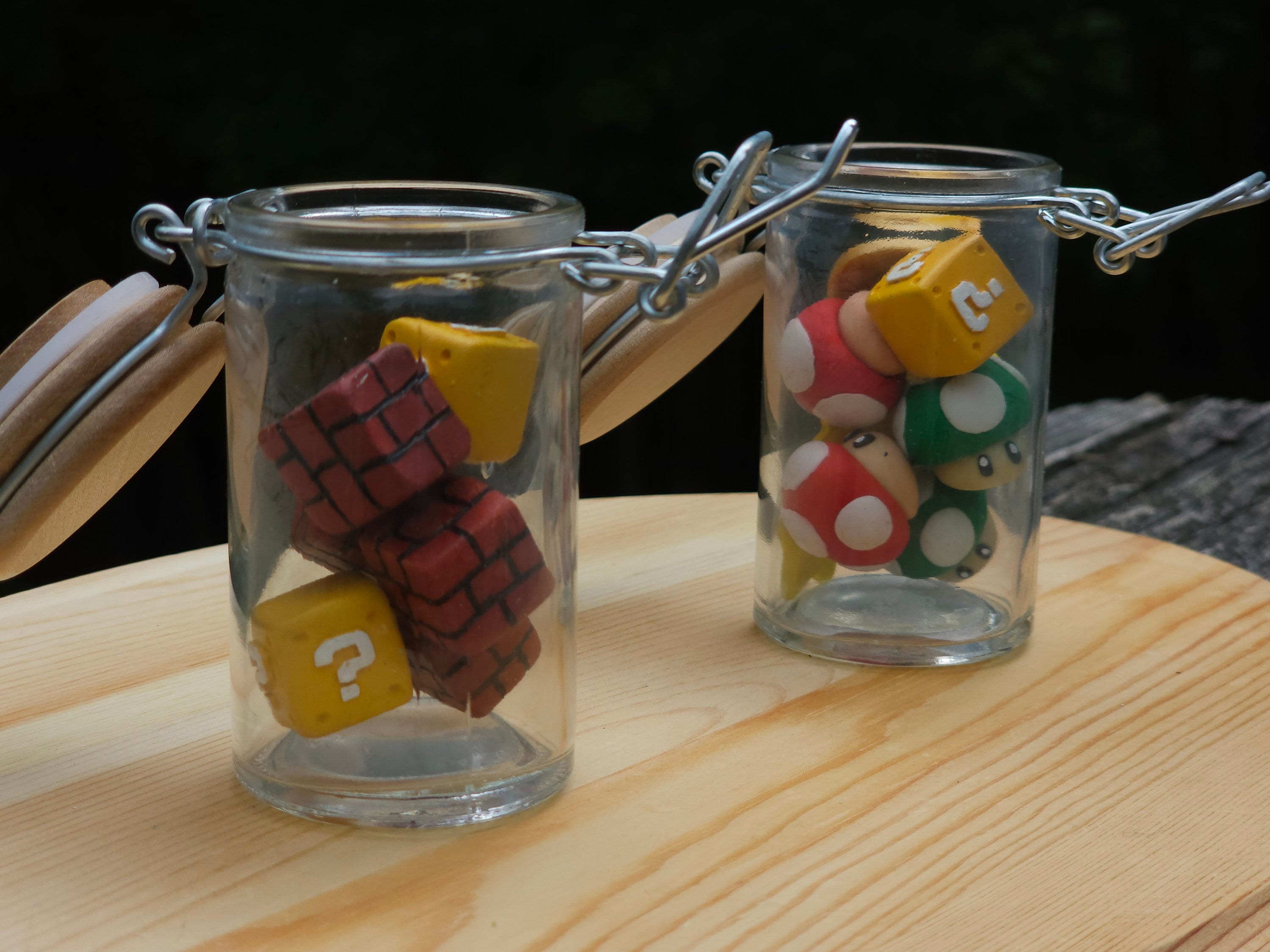 Classic Video Game Mario Themed Mini Power Ups in a Glass Jar Fidget ...