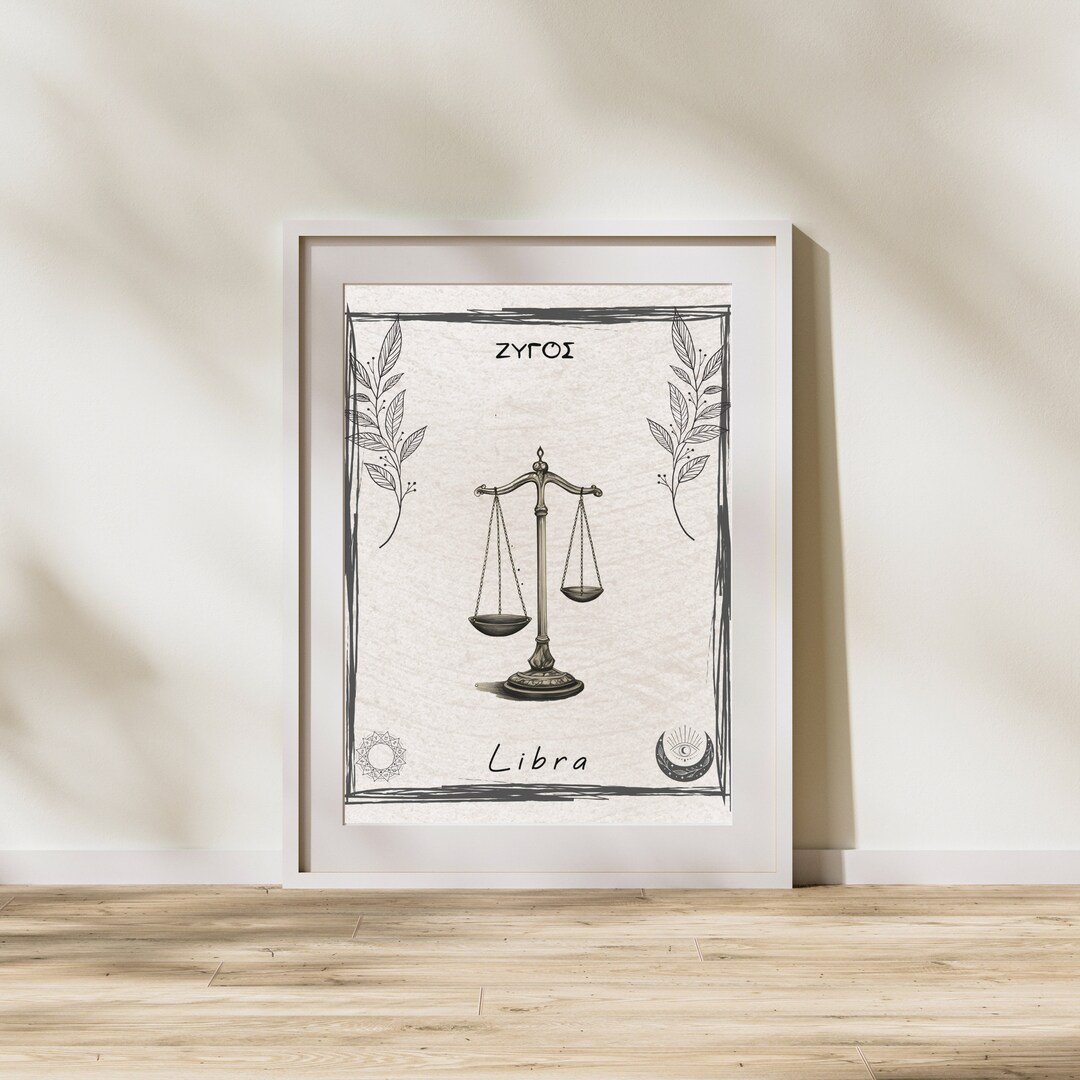 Libra Zodiac Print Art Minimalist Pencil Sketch Illustration Zodiac ...