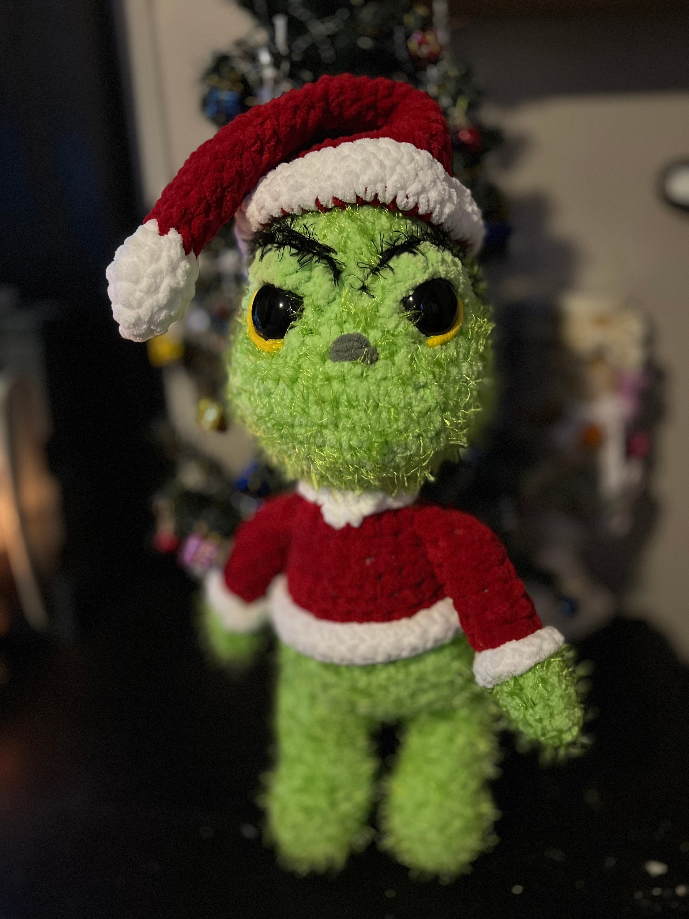 Grinch Amigurumi Crochet Stuffie Fiber Art - Etsy