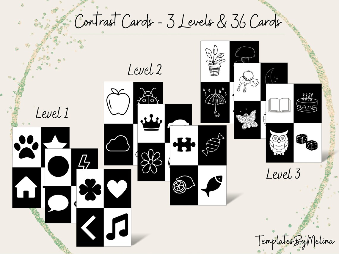 Contrast Cards With 3 Levels for Newborn Babies, Infants, and Children ...