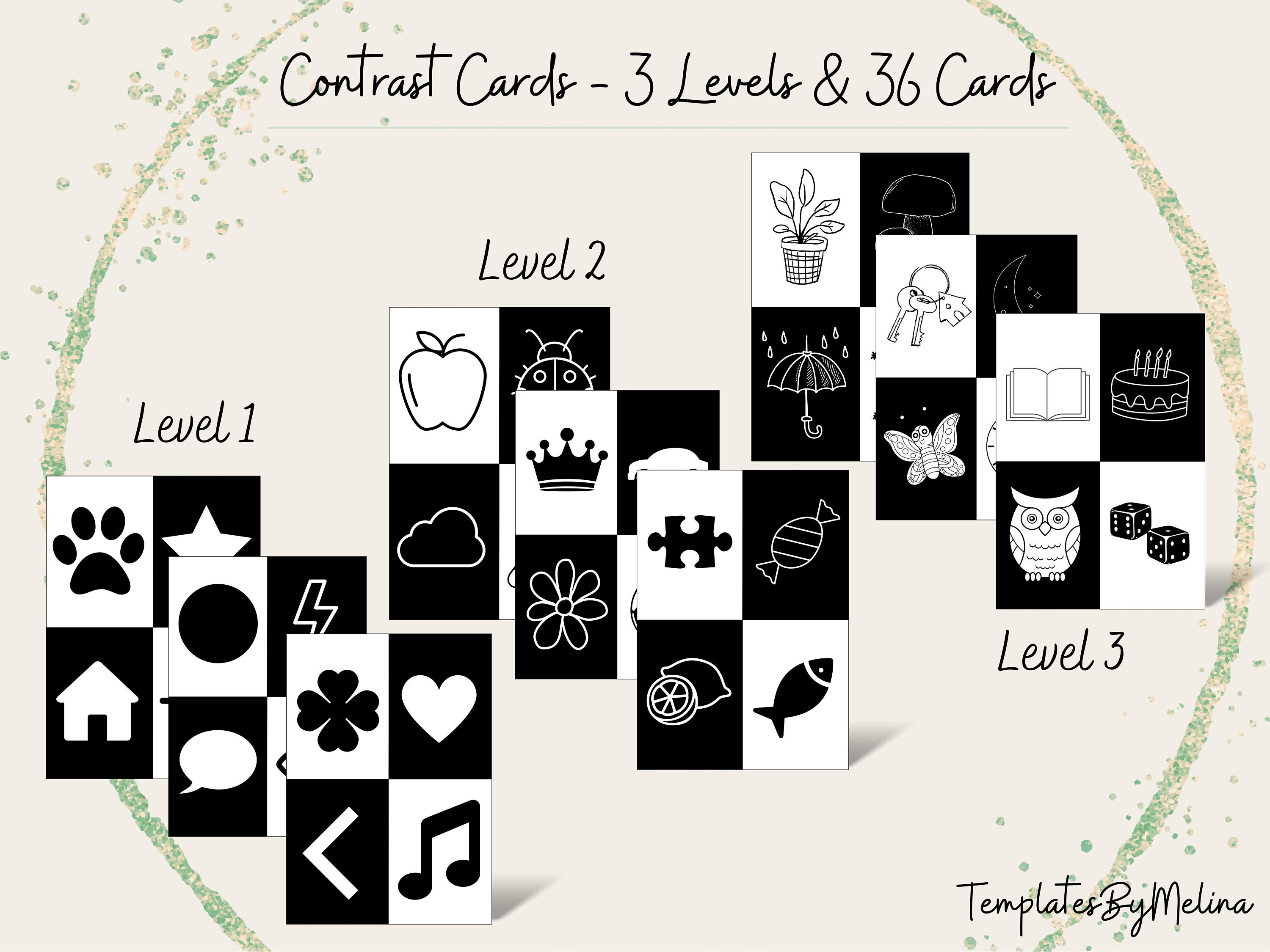 Contrast Cards With 3 Levels for Newborn Babies, Infants, and Children ...