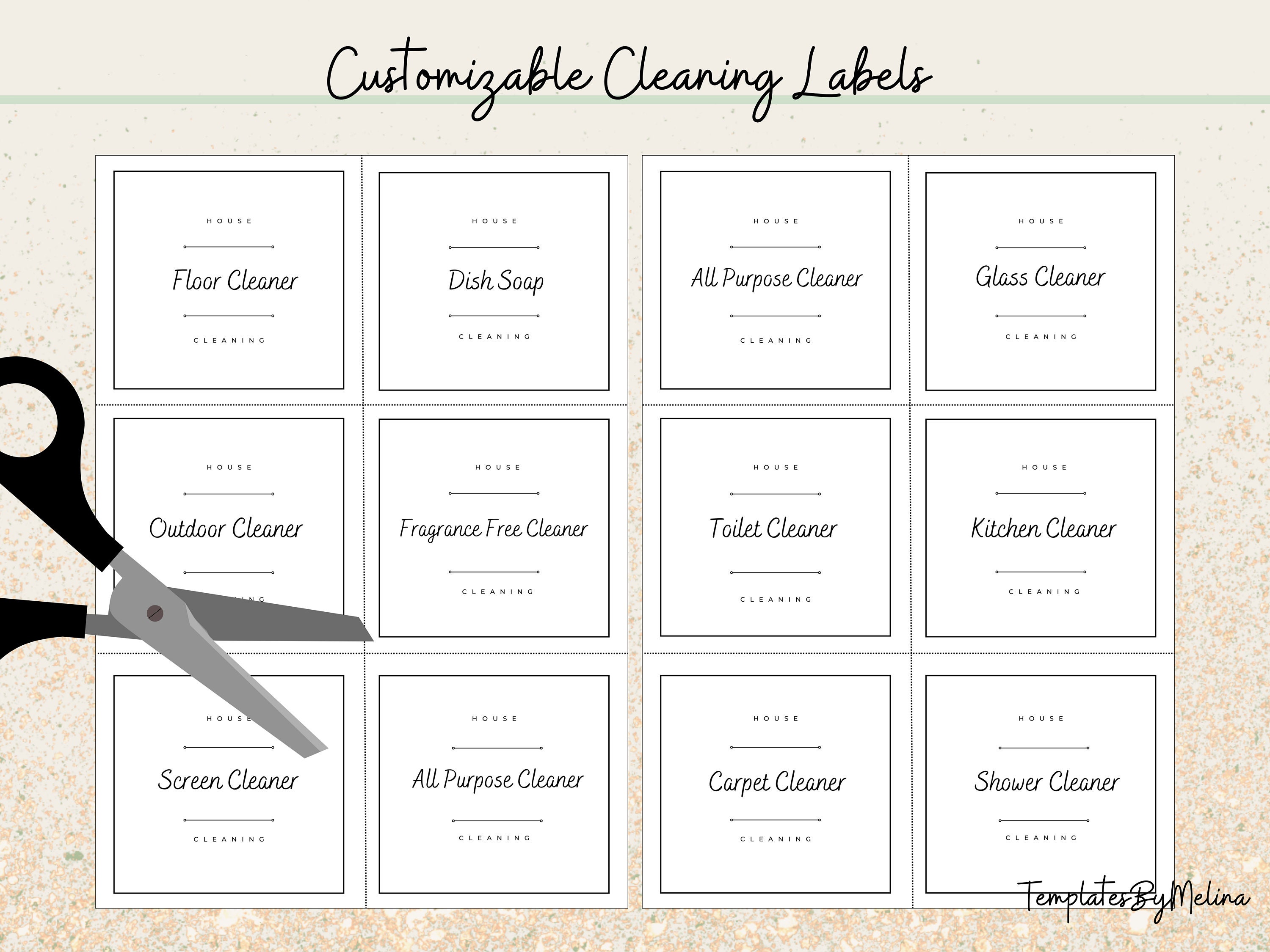 Customizable Cleaning Labels, Cleaning Labels for Bottles, House ...