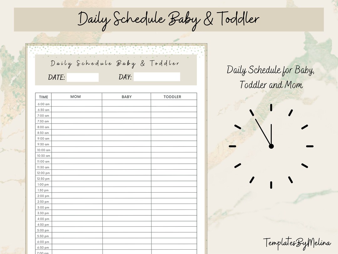 Daily Schedule Baby & Toddler, Kids Daily Schedule, Toddler Schedule ...