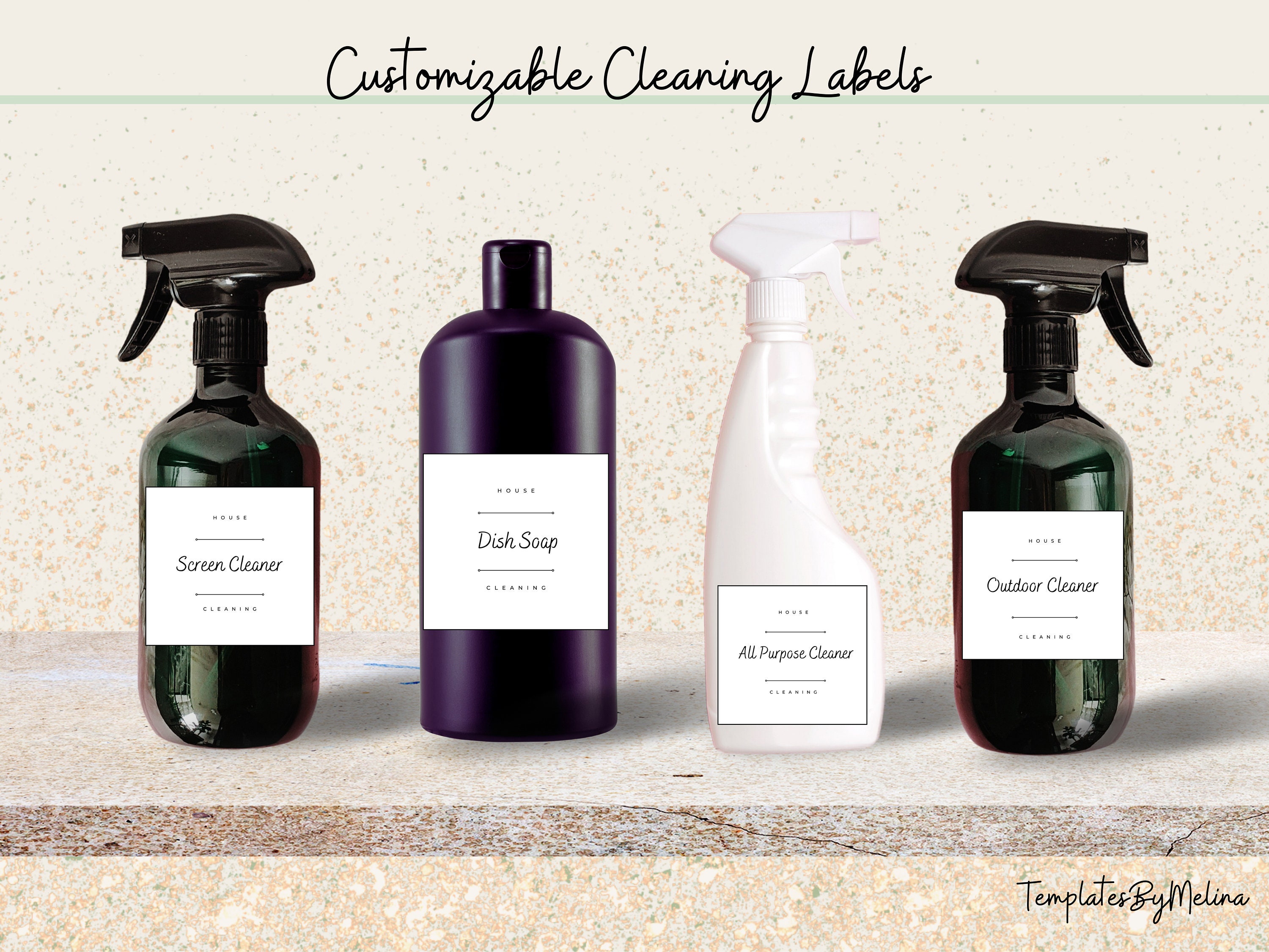 Customizable Cleaning Labels, Cleaning Labels for Bottles, House ...